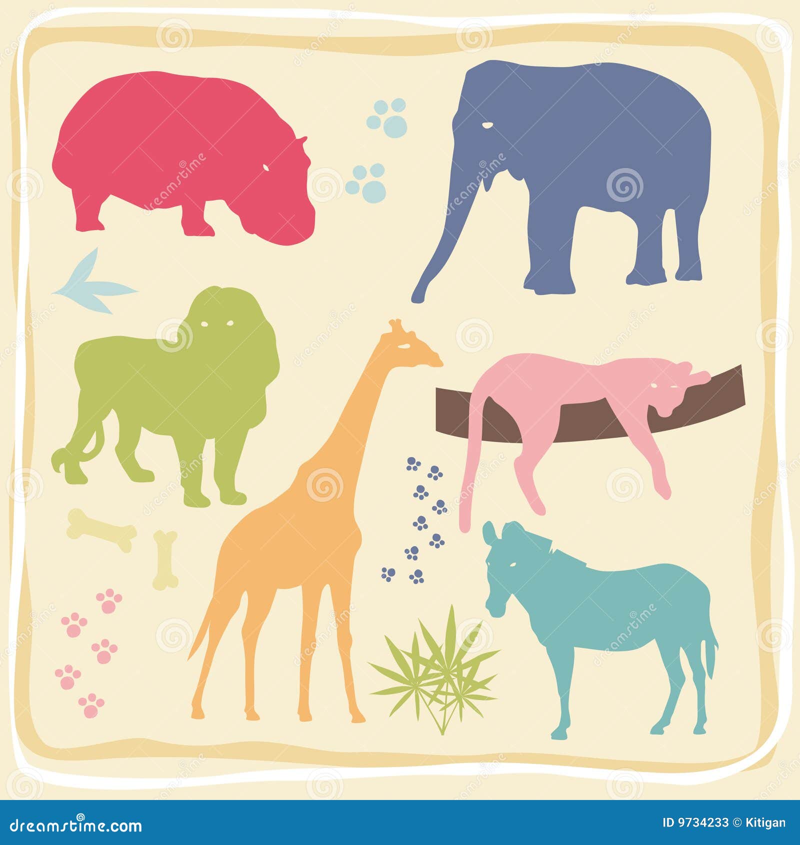 Colored Wild Animals Set stock vector. Illustration of collection - 9734233