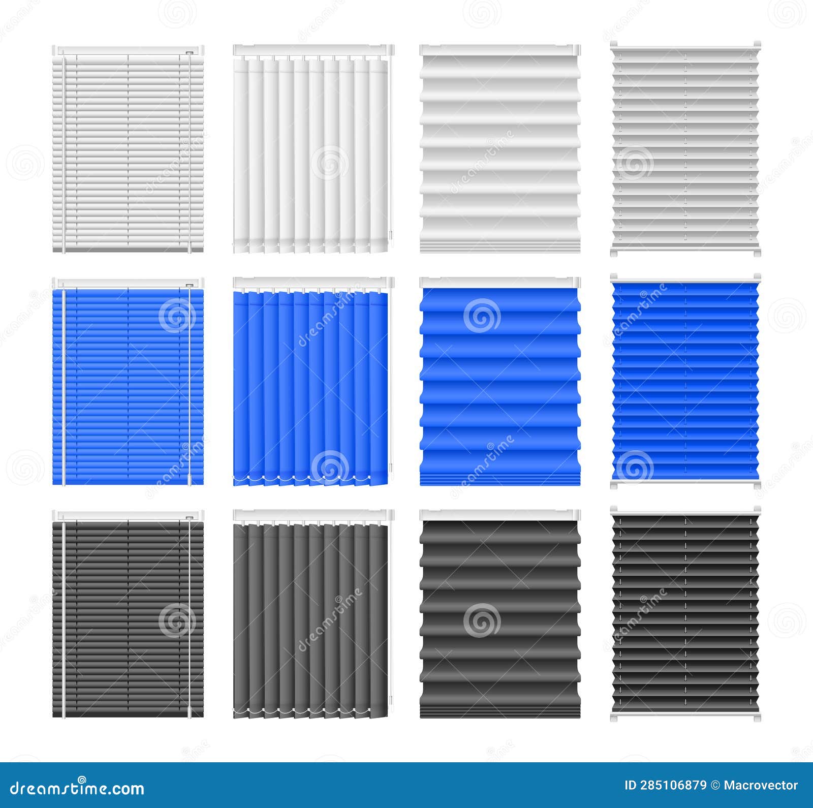 Colored Window Blinds Set stock vector. Illustration of view - 285106879