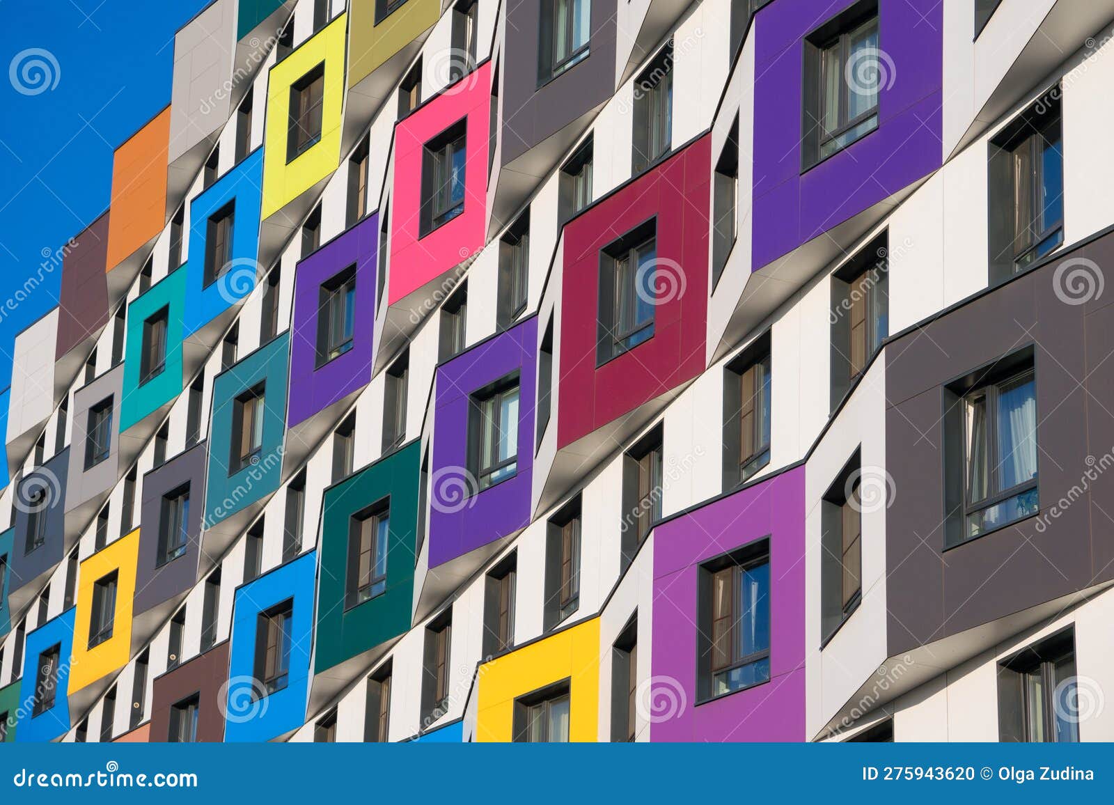 Colored Windows of the Building. Rainbow Building S Facade Stock Photo ...