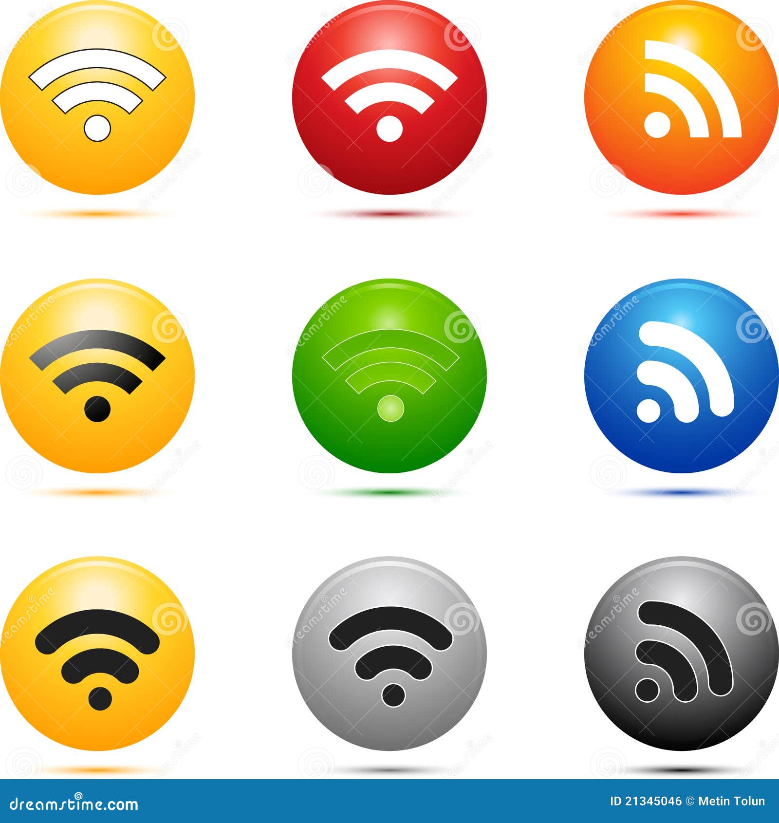 Colored Wireless Icons stock vector. Illustration of communicating ...