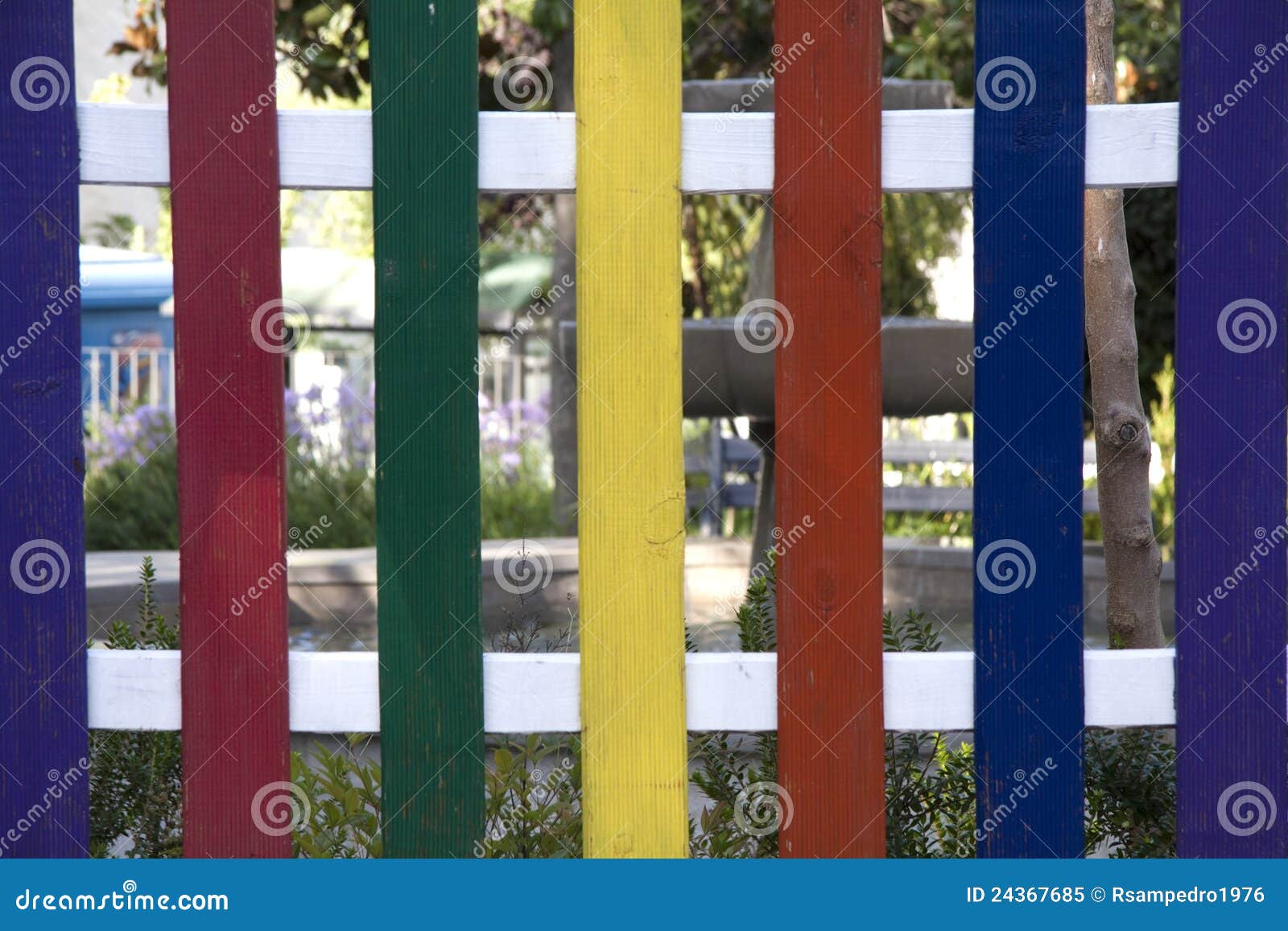 Colored wooden fence stock image. Image of yellow, power - 24367685