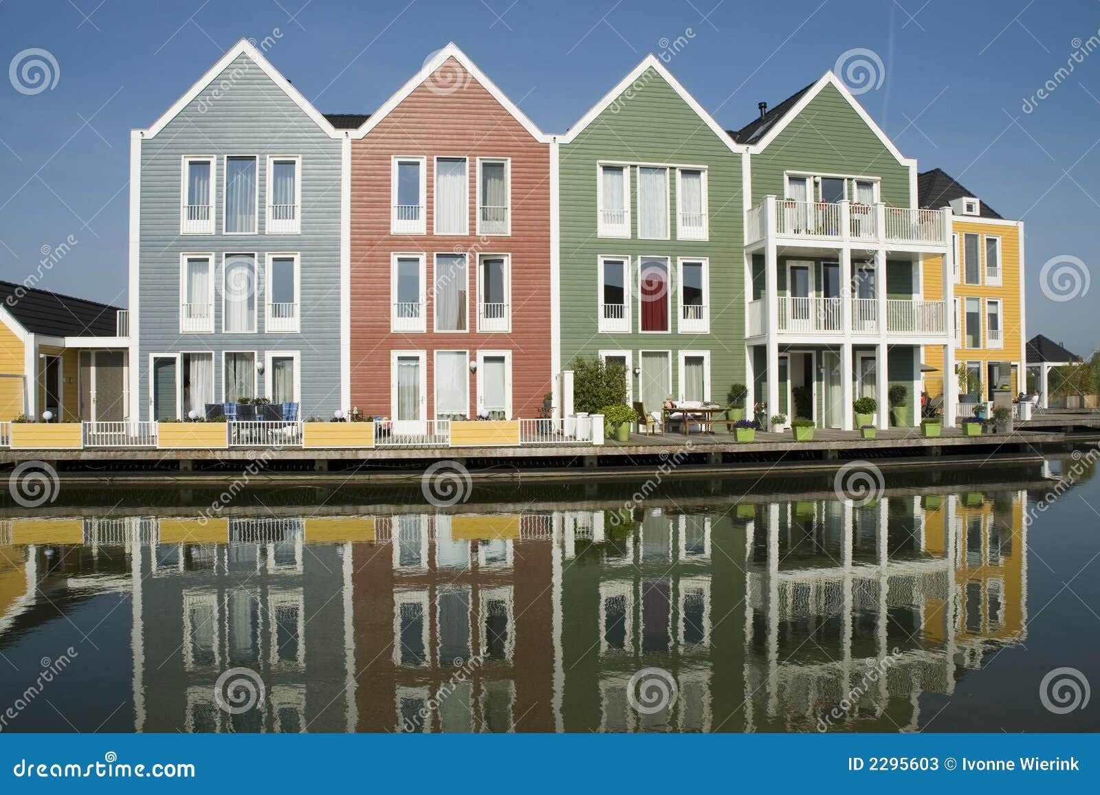 Colored wooden houses stock image. Image of wood, balcony - 2295603