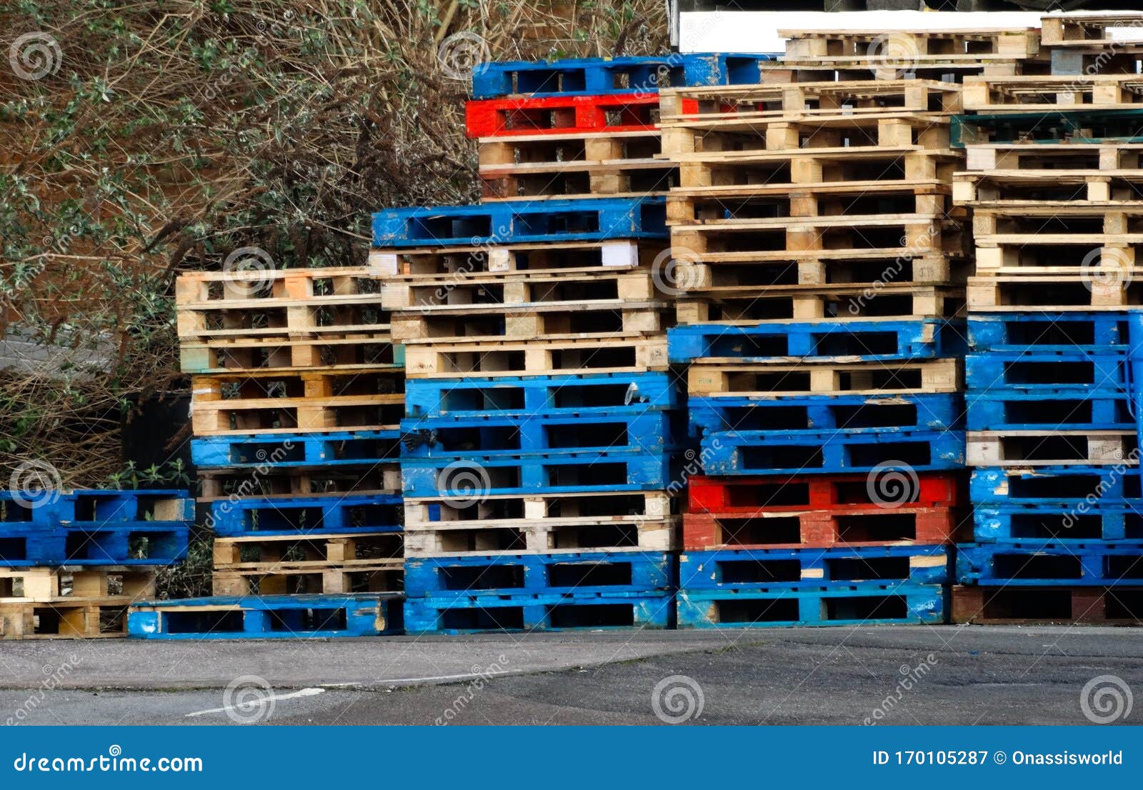 Colored Pallets Stack stock image. Image of stack, wooden - 170105287