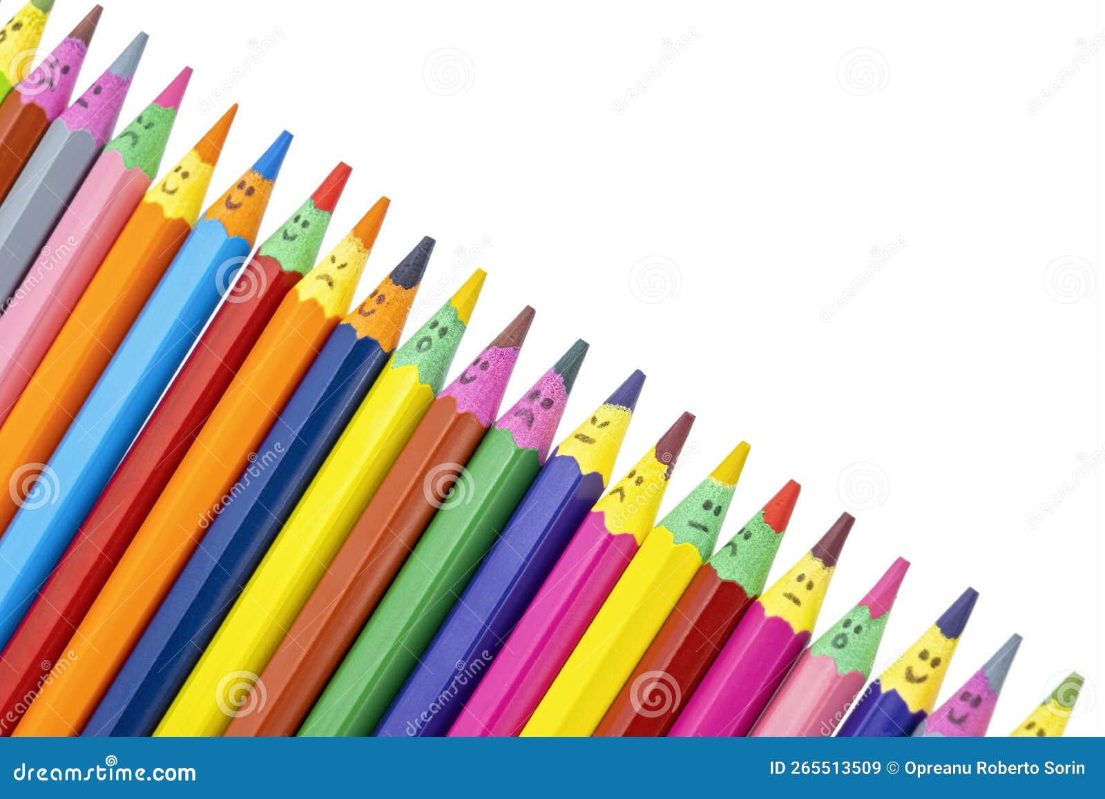 Colored Wooden Pencils with Faces Have Many Emotions Stock Image ...