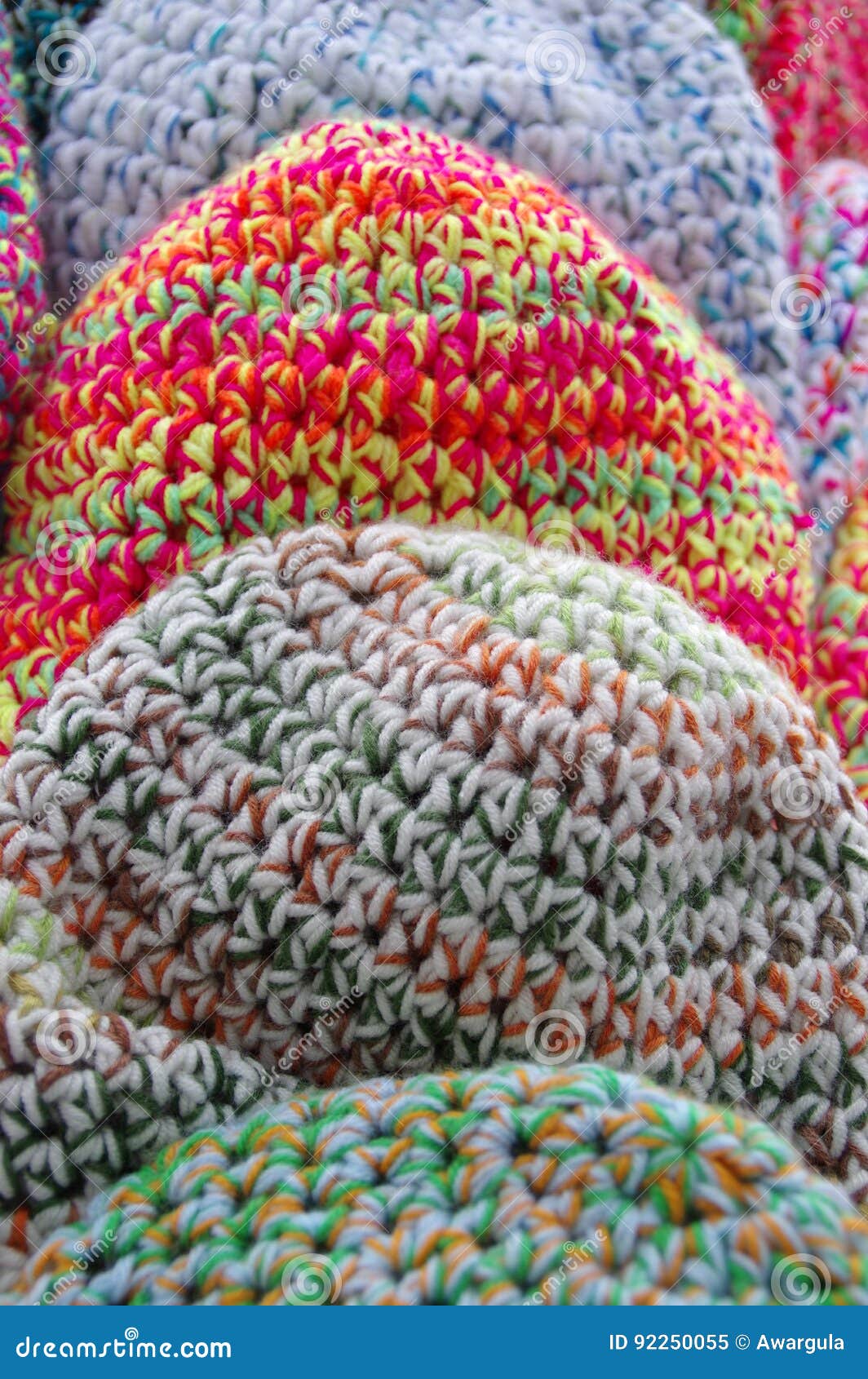 The colored wool caps stock image. Image of entanglement - 92250055