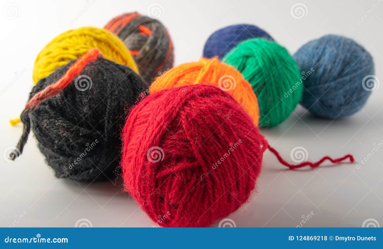 Colored Wool Knit Balls Placed on a Stock Photo - Image of fiber ...