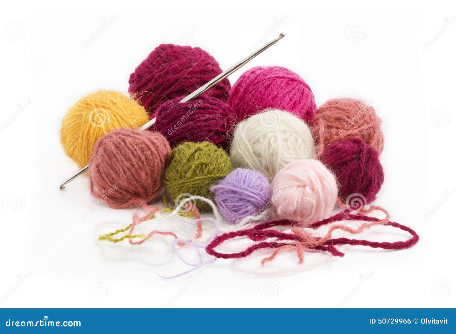 Colored Wool Thread Balls To Crochet Stock Photo - Image of purple ...