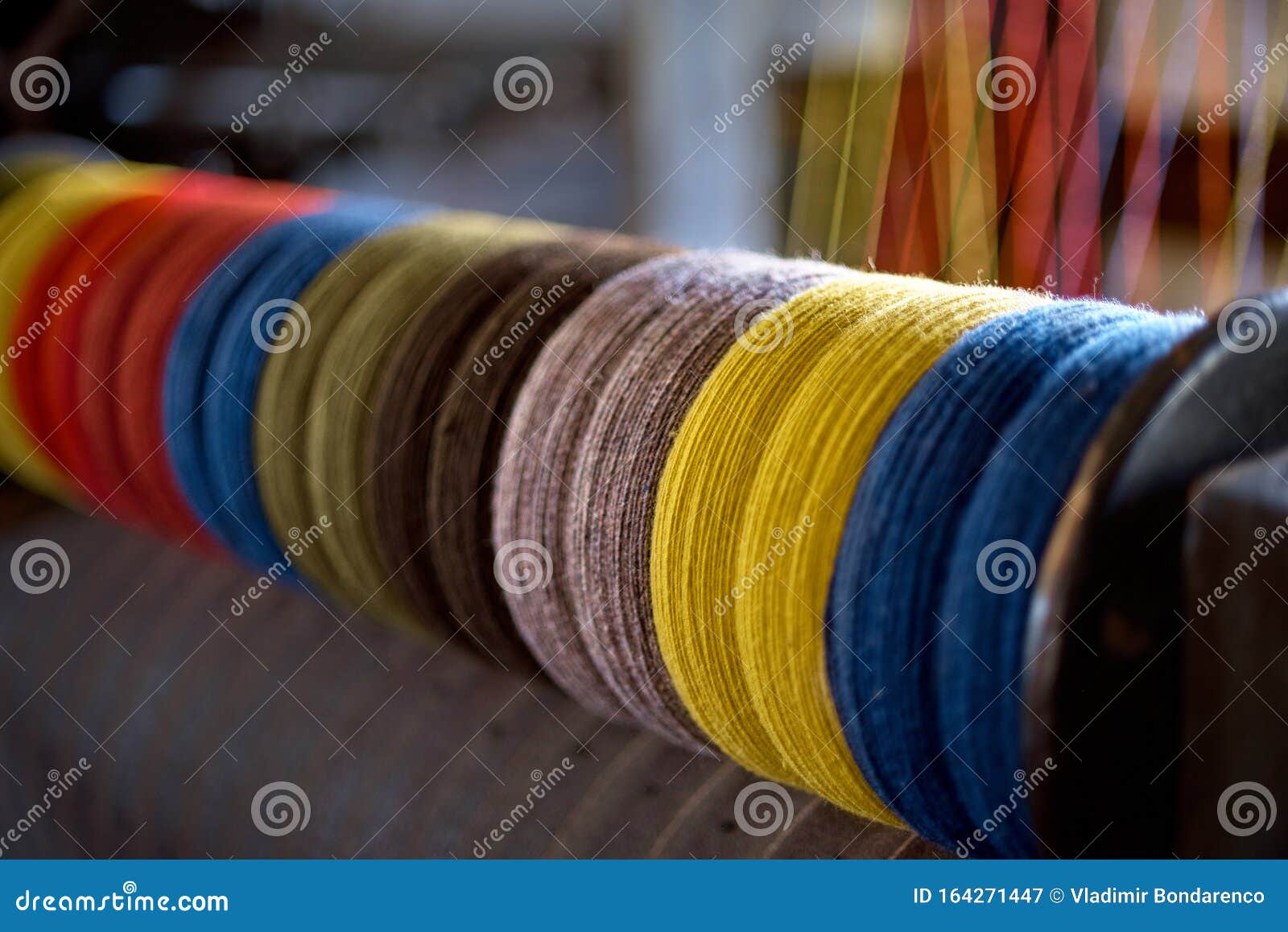 Colored Woolen Threads on an Old Loom, Traditional Yarn in Canada ...
