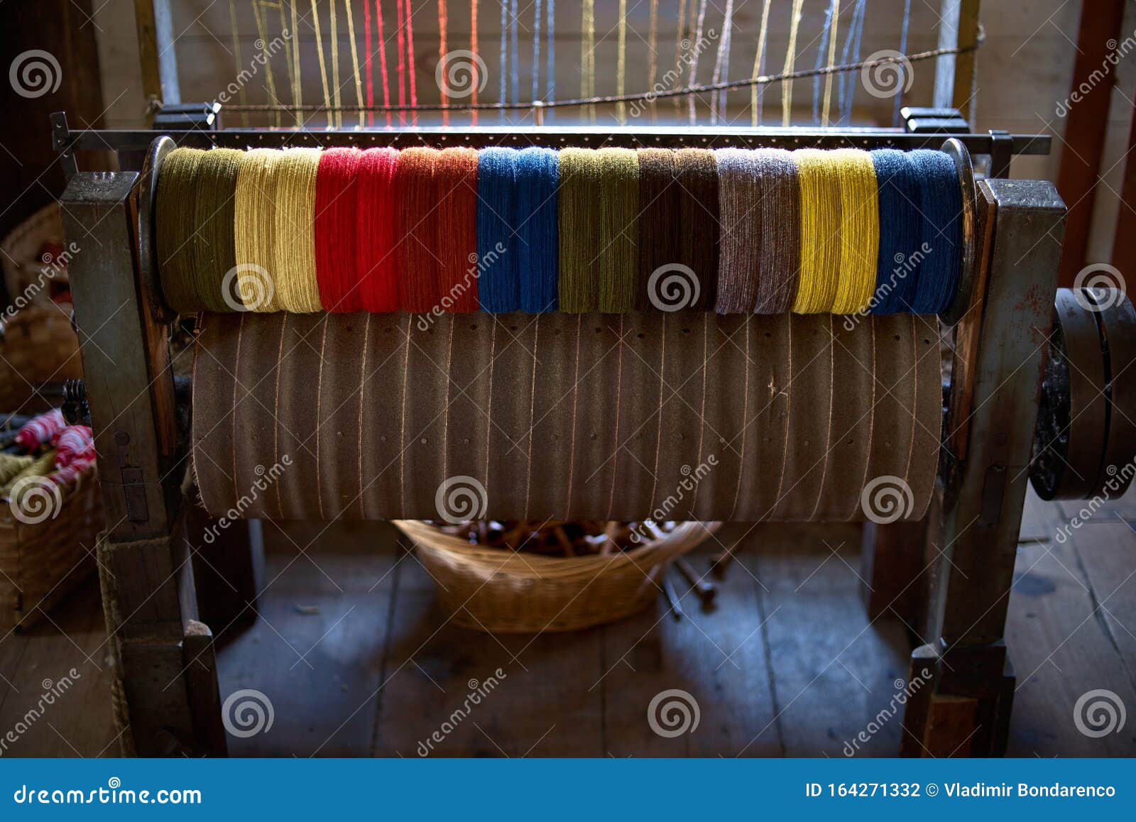 Colored Woolen Threads on an Old Loom, Traditional Yarn in Canada ...