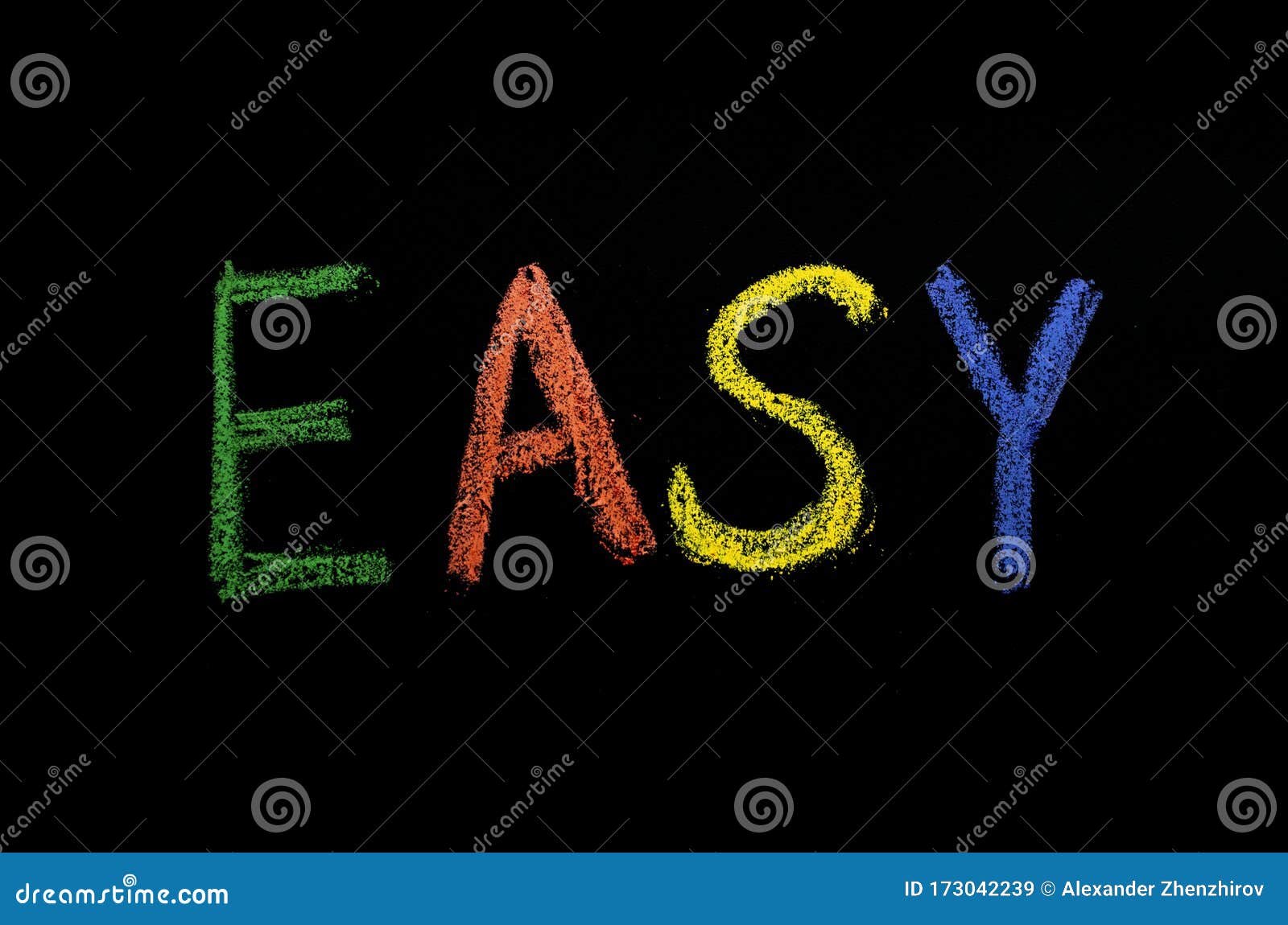 Colored Word `easy` Drawn on Chalkboard Stock Image - Image of creative ...