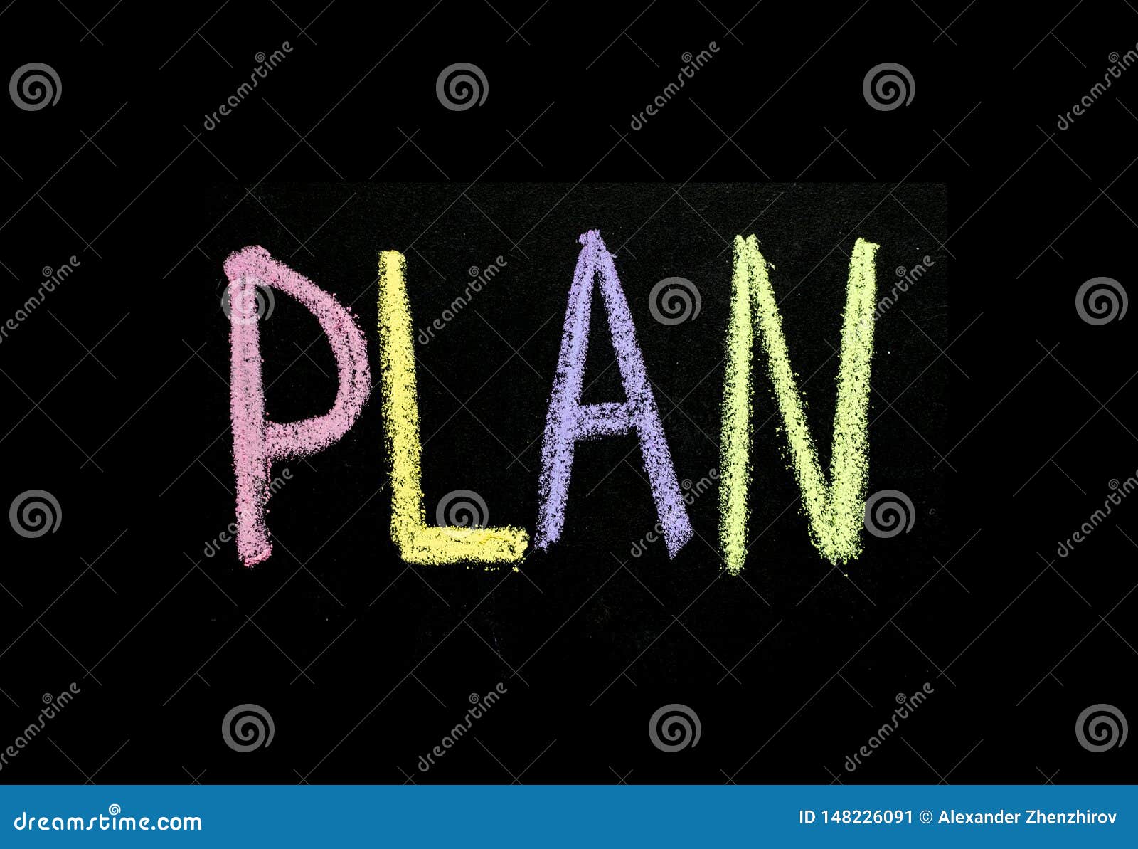 Colored Word `plan` Written on Chalkboard Stock Image - Image of ...