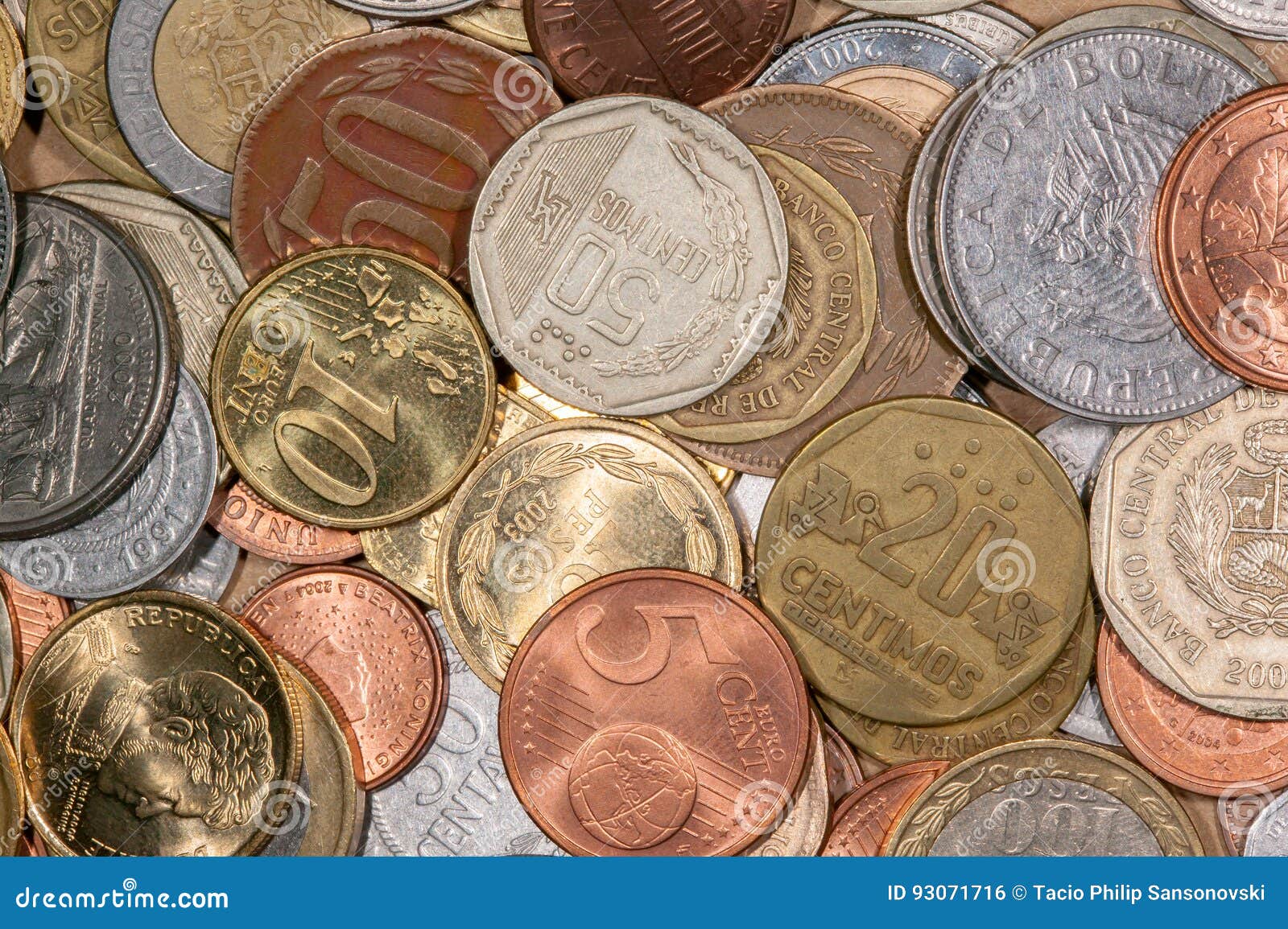 Colored world coins stock photo. Image of shopping, america - 93071716