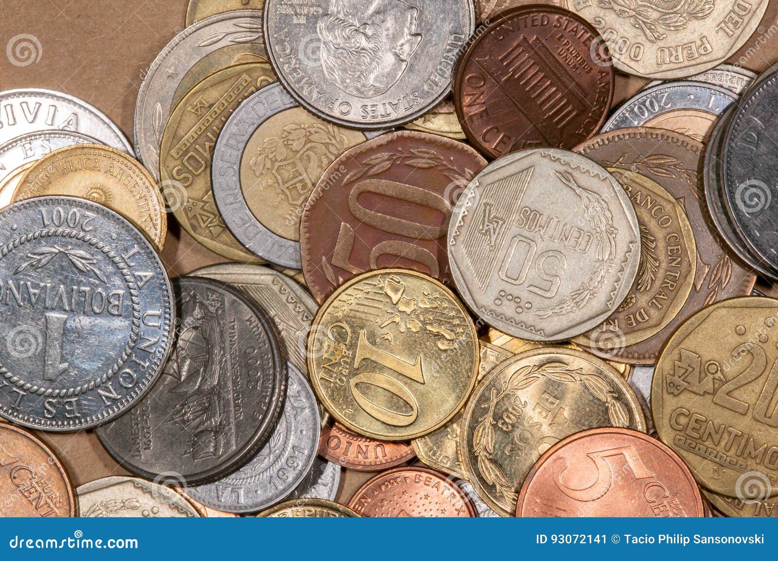 Colored world coins stock image. Image of pence, bolivia - 93072141