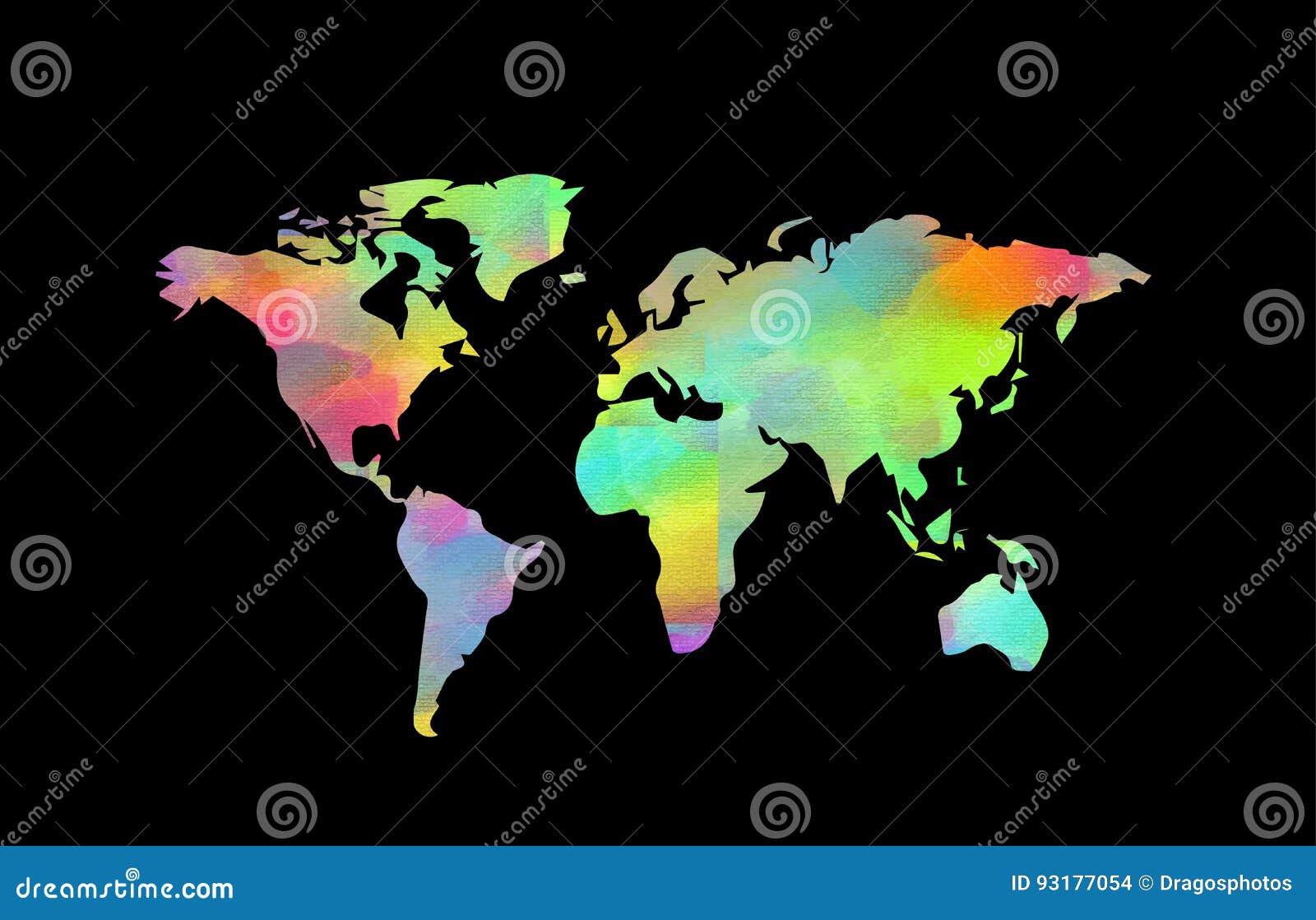 Colored world map stock illustration. Illustration of yellow - 93177054