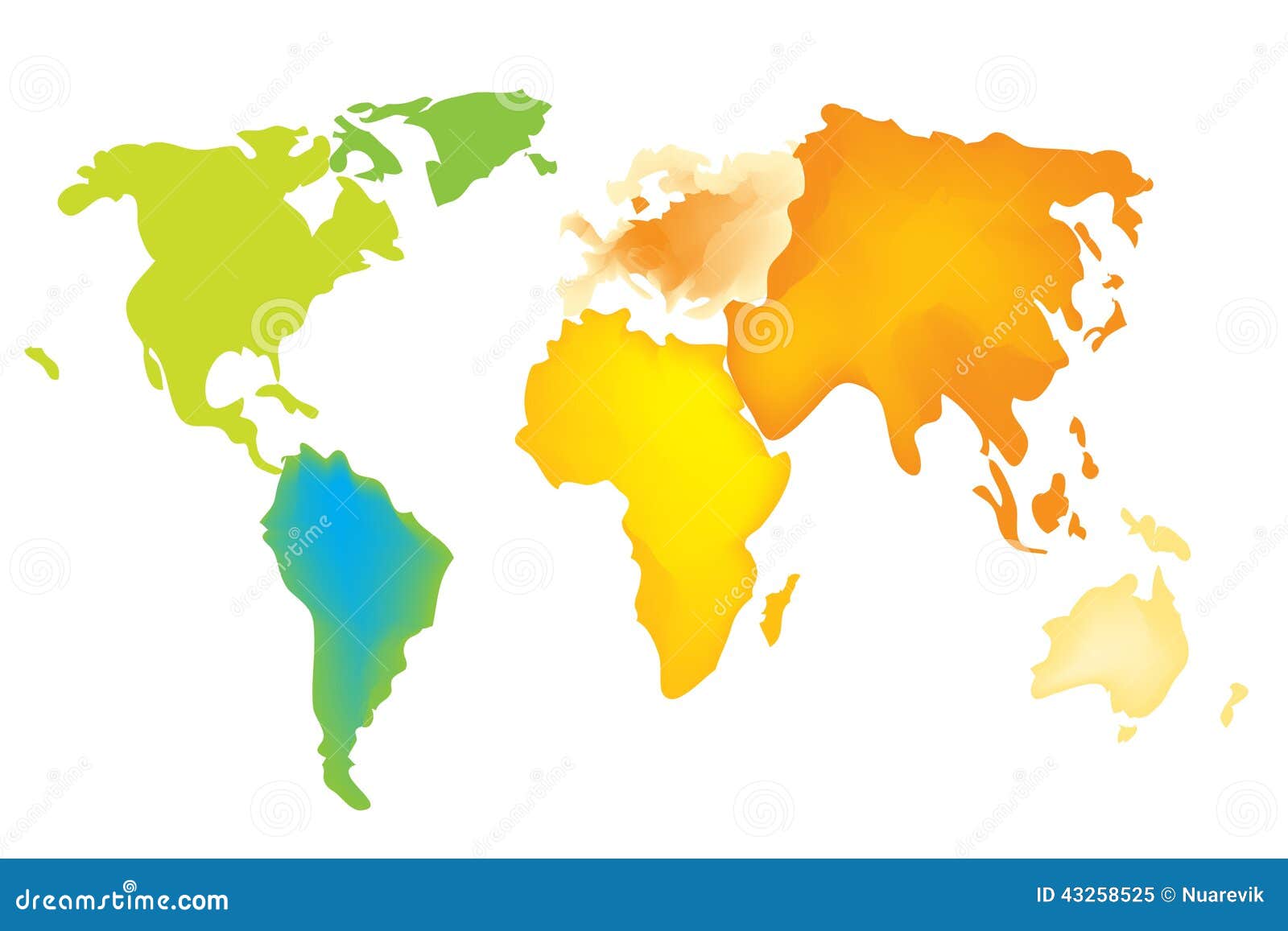 Colored World Map stock illustration. Illustration of globe - 43258525