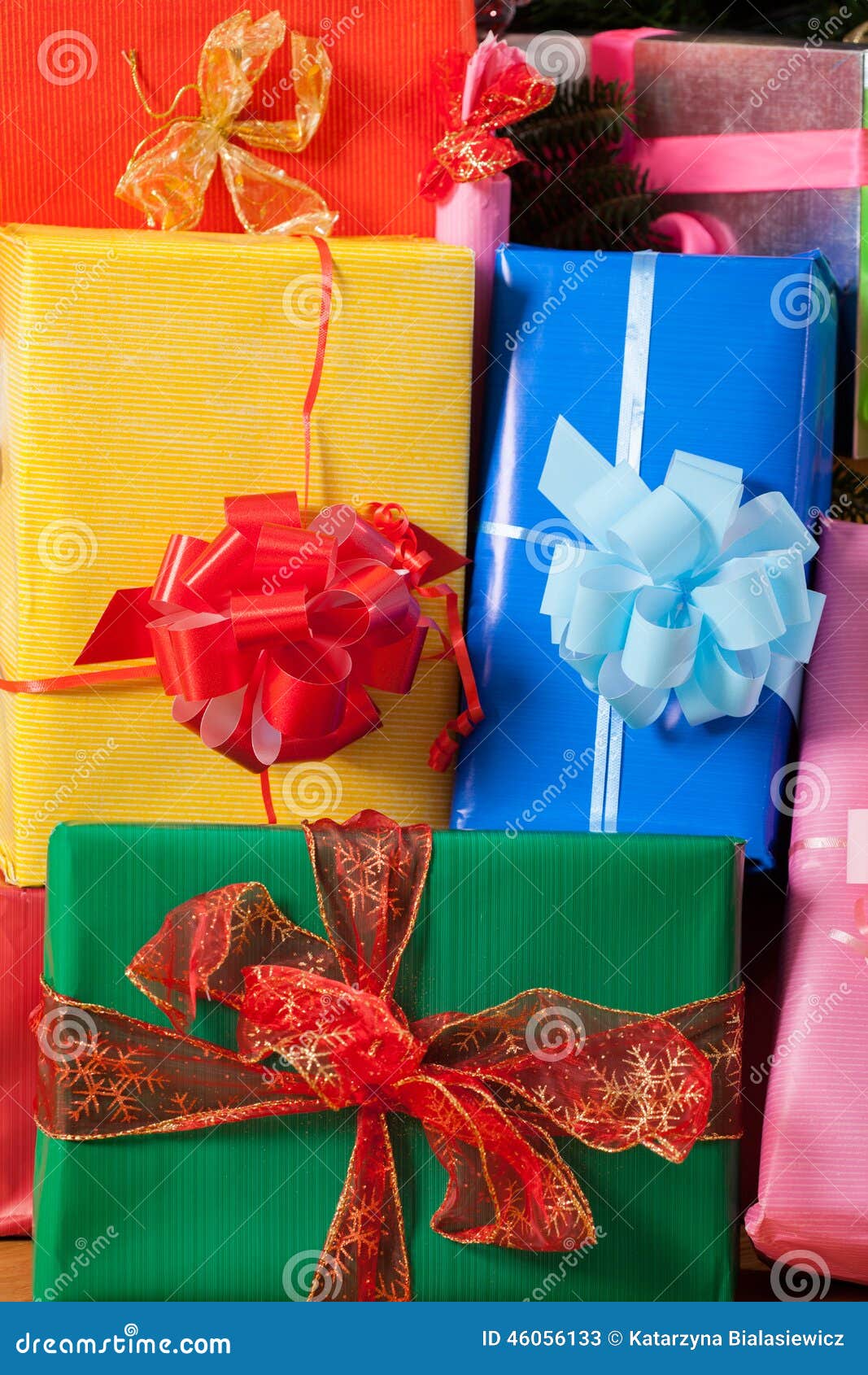 Colored Wrapped Christmas Presents Stock Image - Image of shiny ...