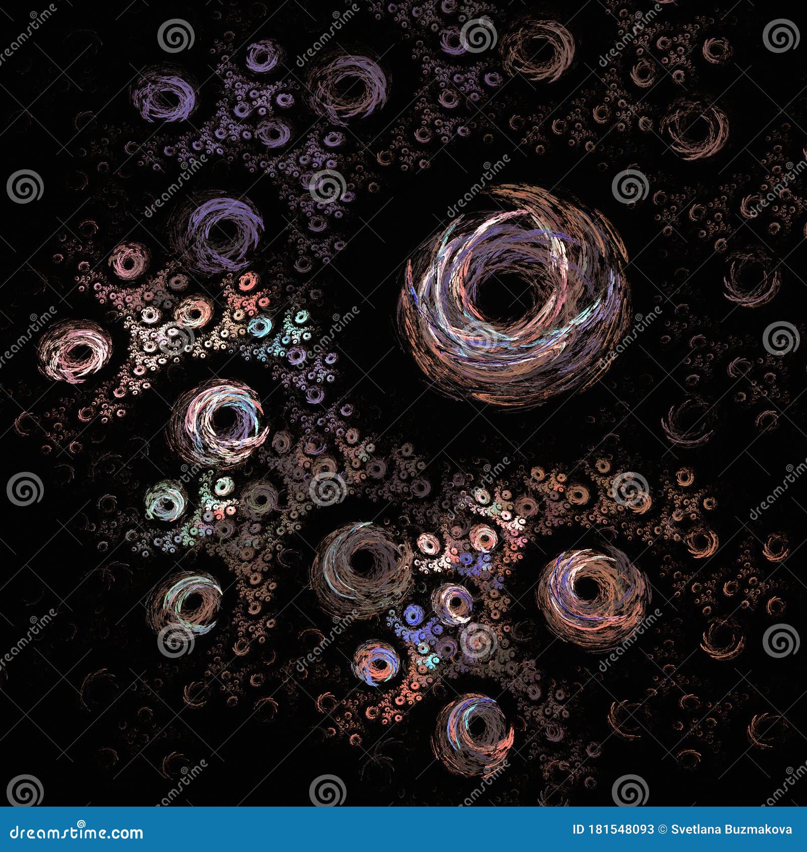 Colored Wreaths or Rings Rotate Around Its Axis. Pattern of Wreaths on ...