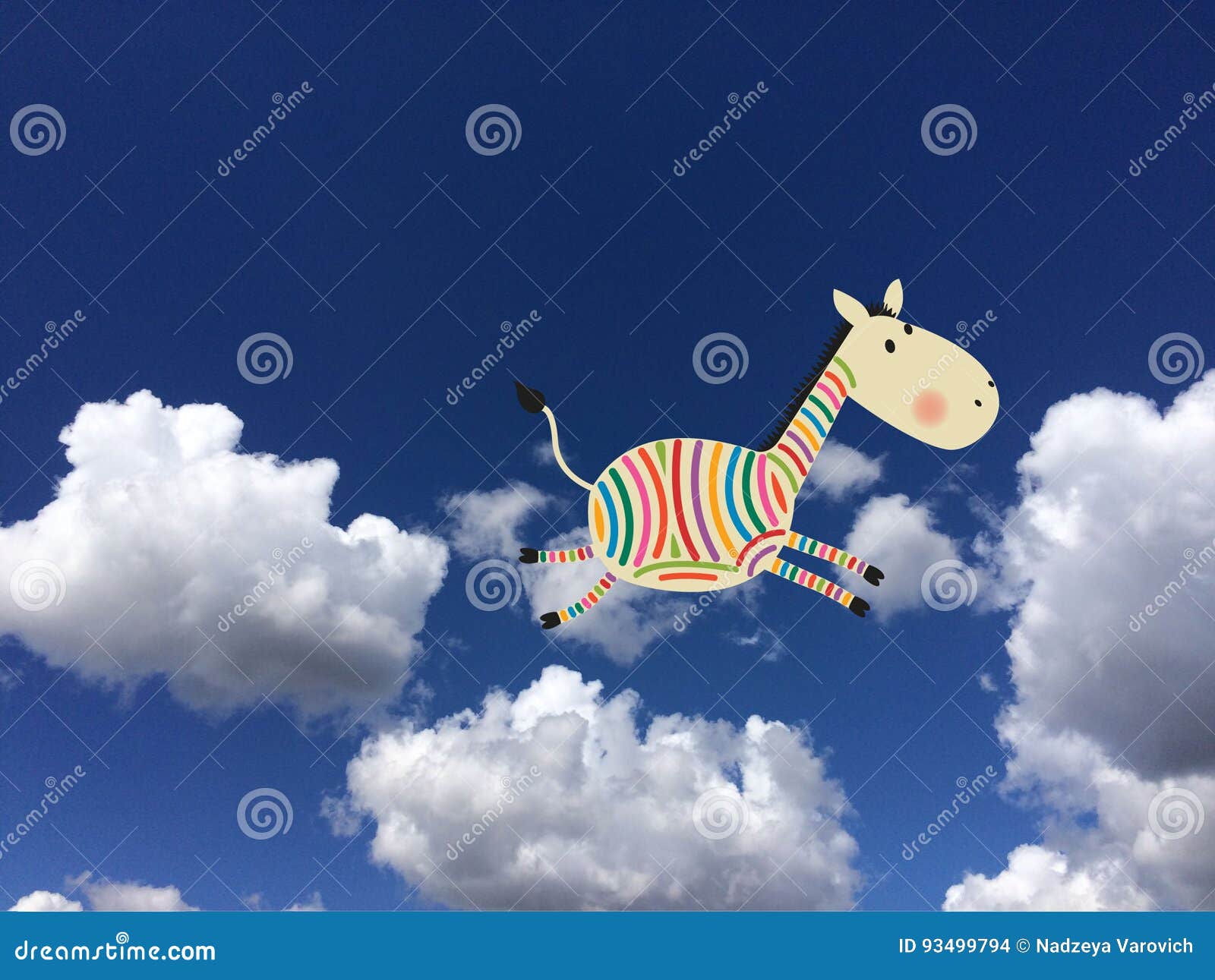 Colored Zebra in the Clouds Stock Photo - Image of stripes, farm: 93499794