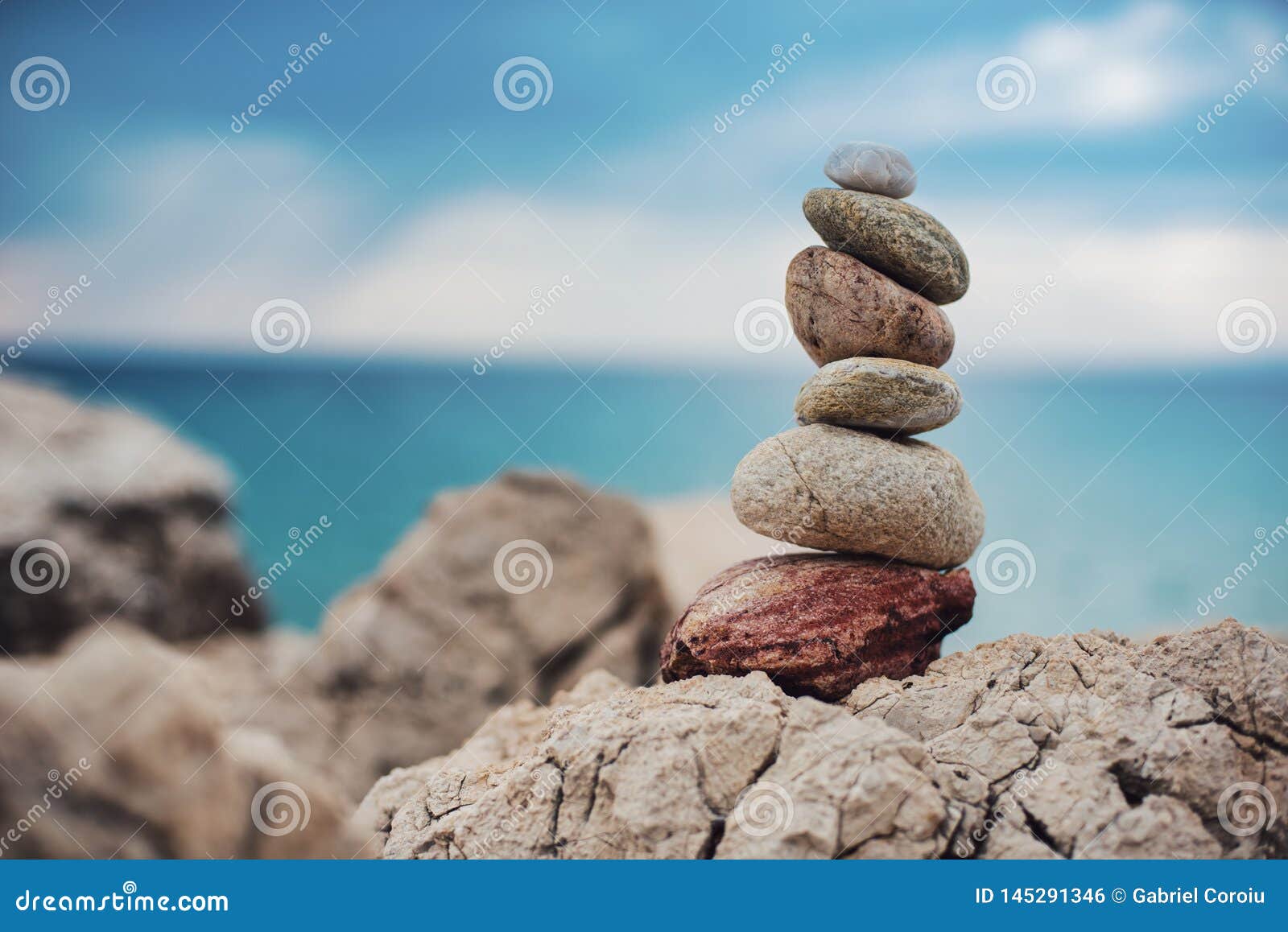 Colored Zen Stones at Sea and Sea Stock Photo - Image of meditation ...