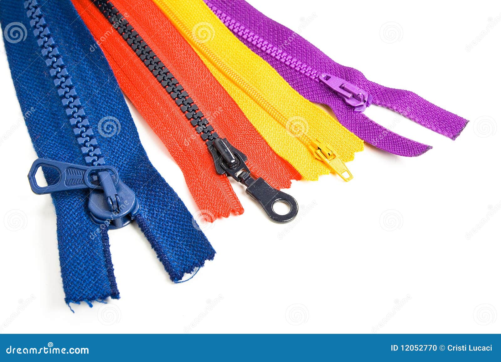 Colored zippers stock photo. Image of plastic, blue, sewing - 12052770