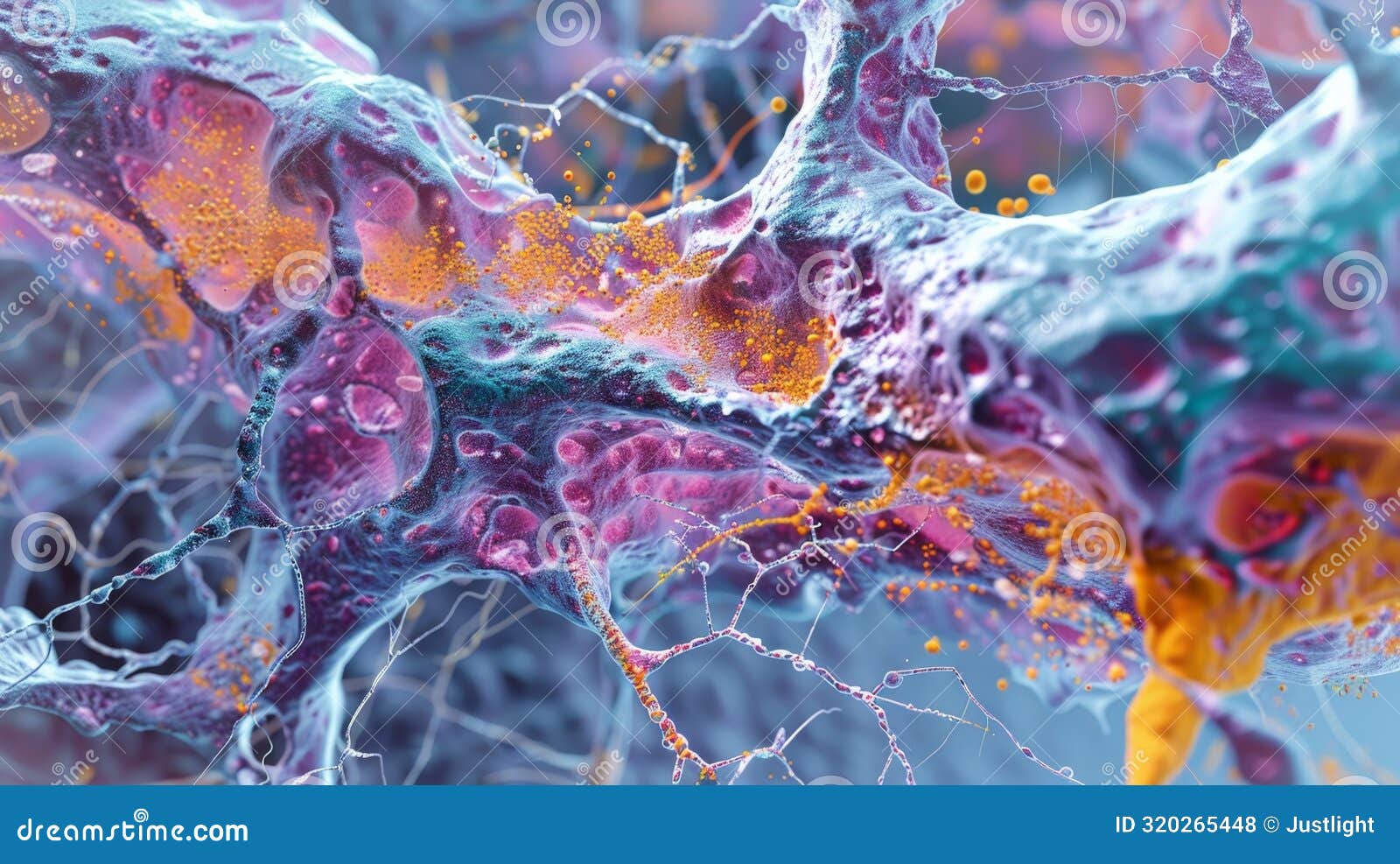 Colorenhanced Electron Micrograph of the Synaptic Cleft Revealing the ...