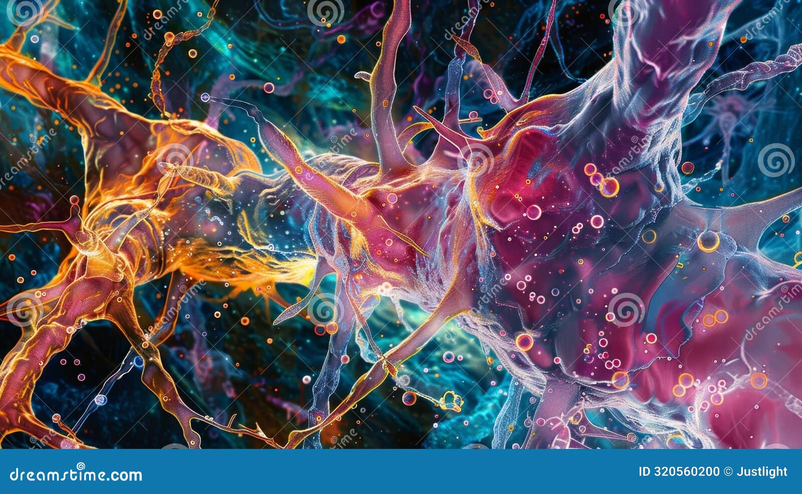 Colorenhanced Microscopy Image Showing the Intricate Network of ...