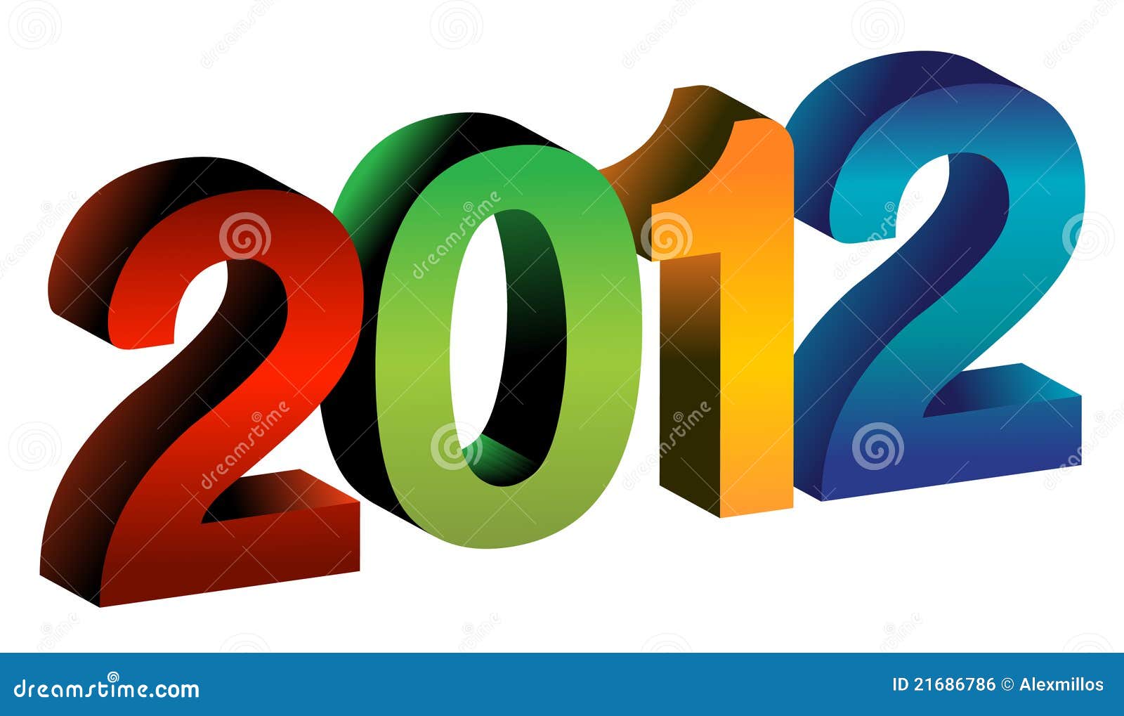 Colorful 2012 3d text sign stock vector. Illustration of typography ...