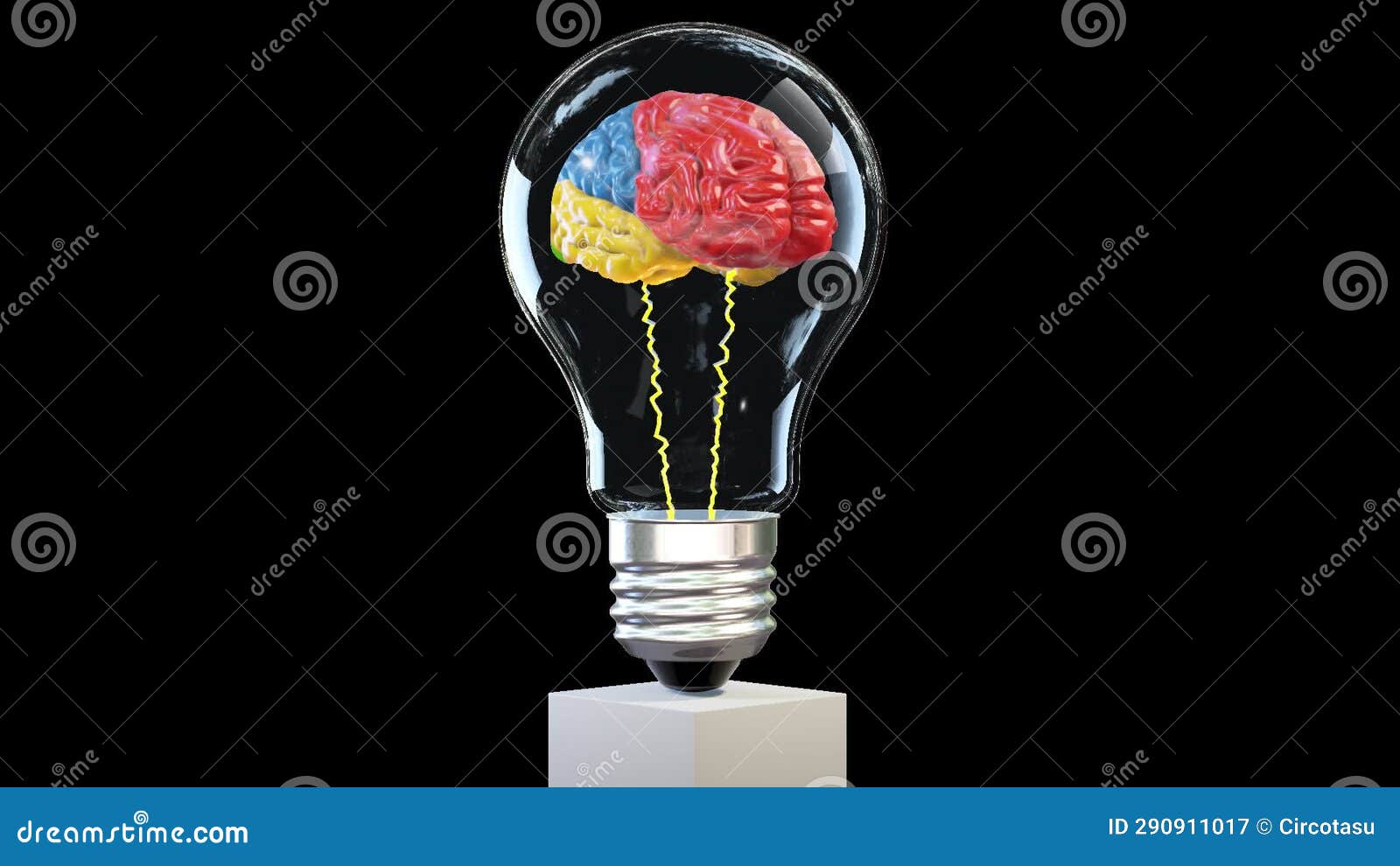 Colorful 3d Brain Rotating Inside a Lightbulb, Great Mind Concept, Loop ...