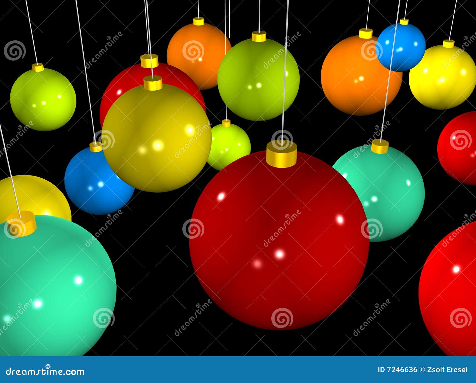 Colorful 3d Christmas Balls Stock Illustration - Illustration of ...