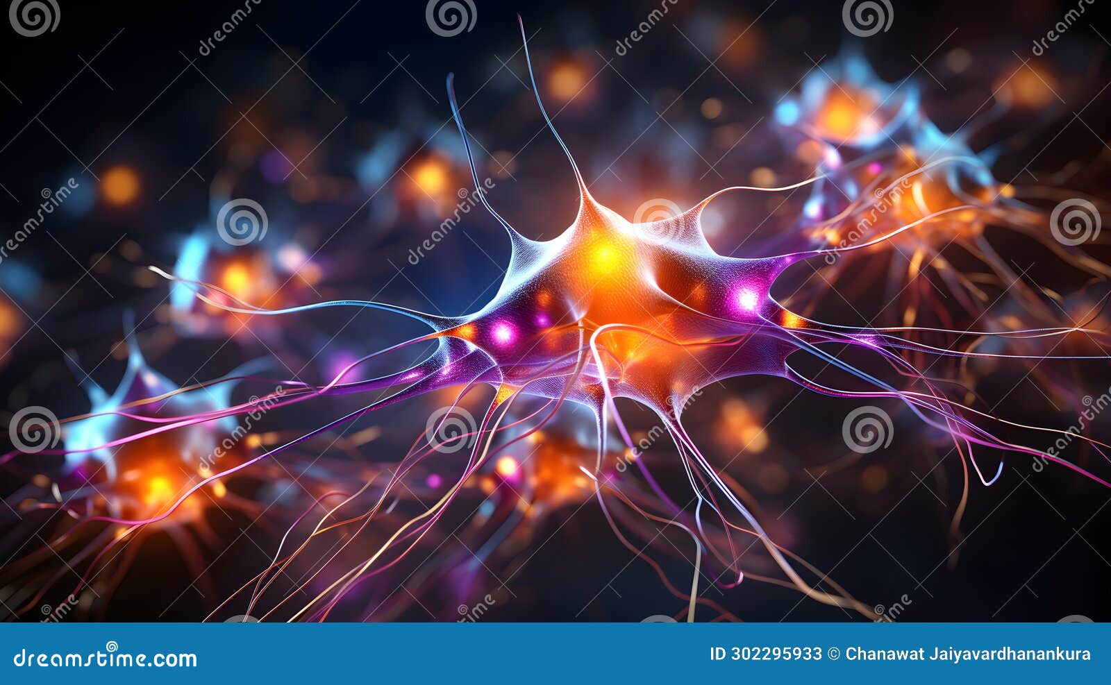 Colorful 3D Illustrations on a Black Background of Human Nerves Can Be ...