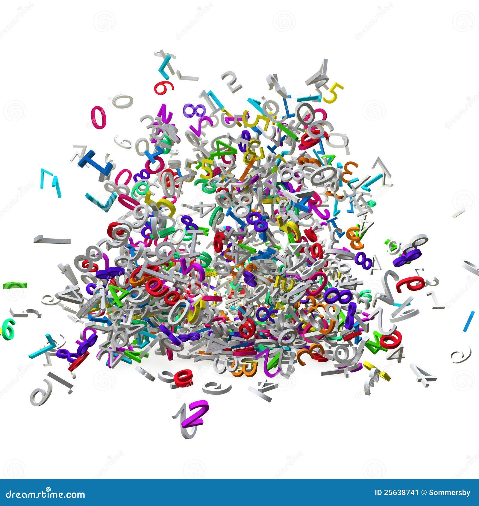 Colorful 3d Numbers Exploded Stock Illustration - Illustration of ...