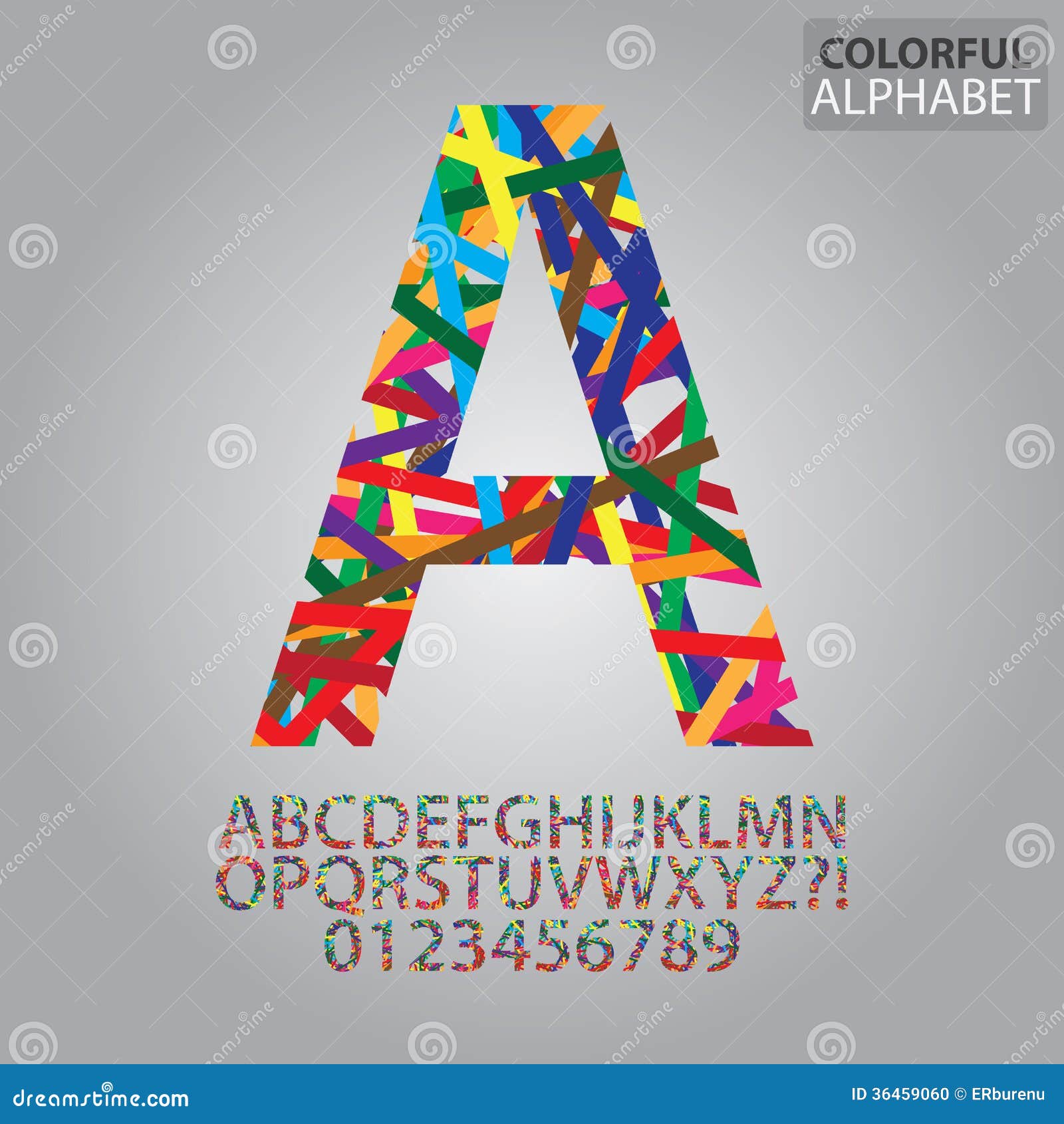 Colorful Abstract Alphabet and Numbers Vector Stock Vector ...