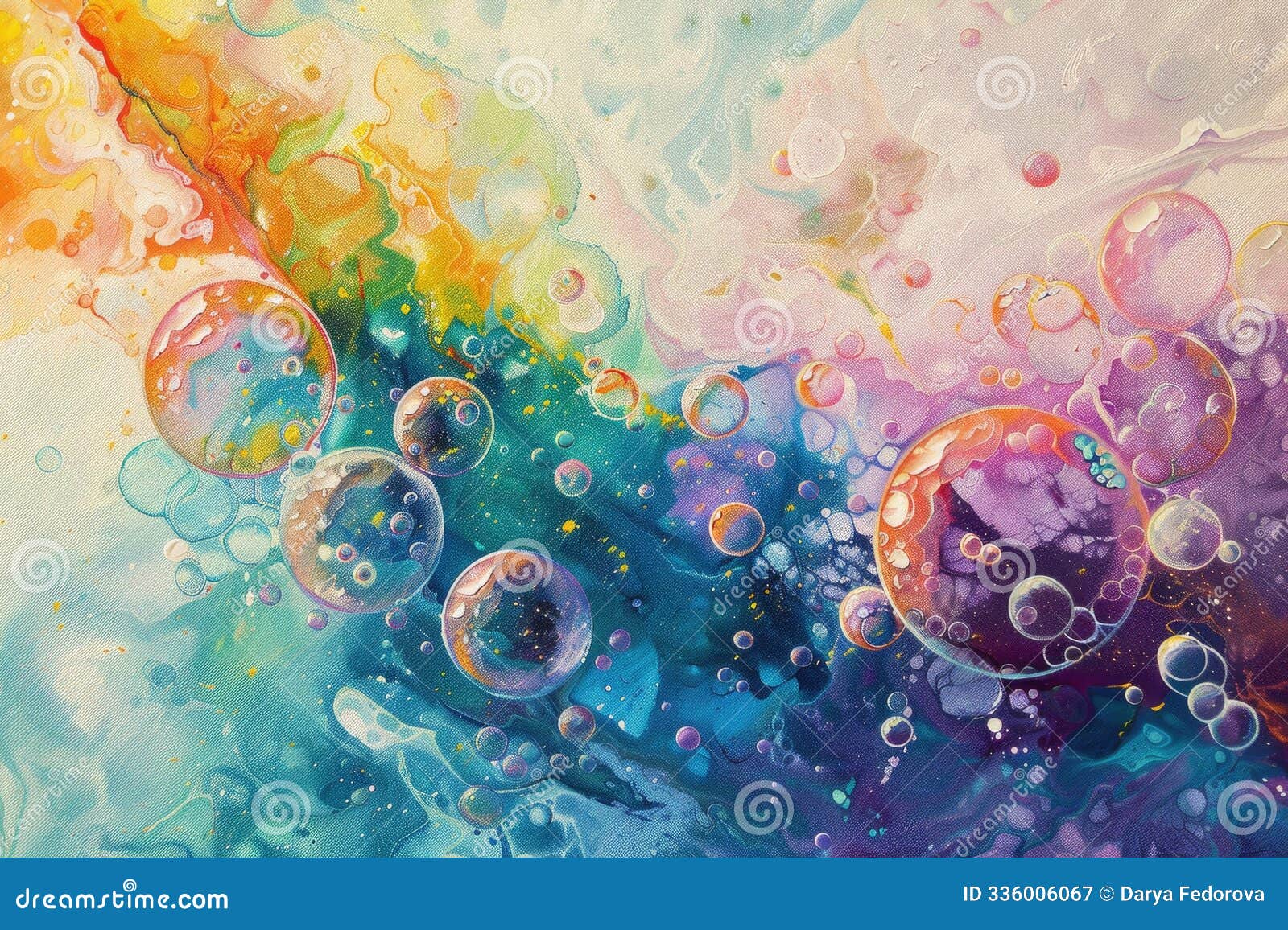 Colorful Abstract Art with Dripping Paint and Bubbles Stock Image ...
