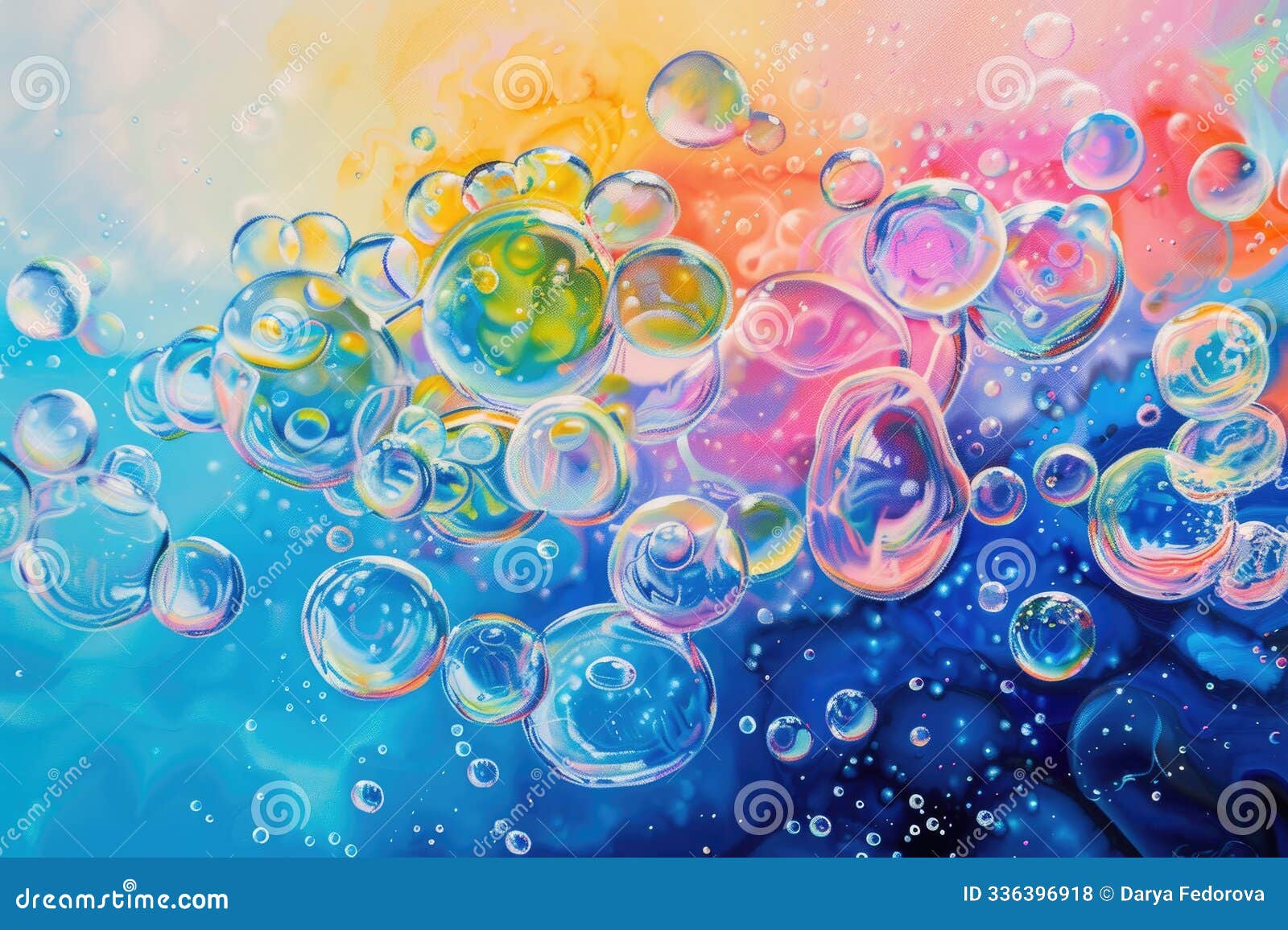 Colorful Abstract Art with Dripping Paint and Bubbles Stock Photo ...
