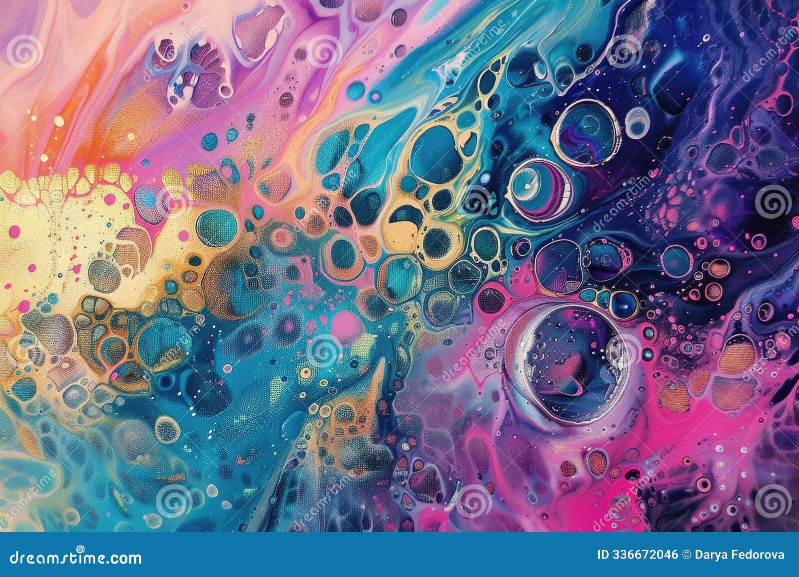 Colorful Abstract Art with Dripping Paint and Bubbles Stock Photo ...