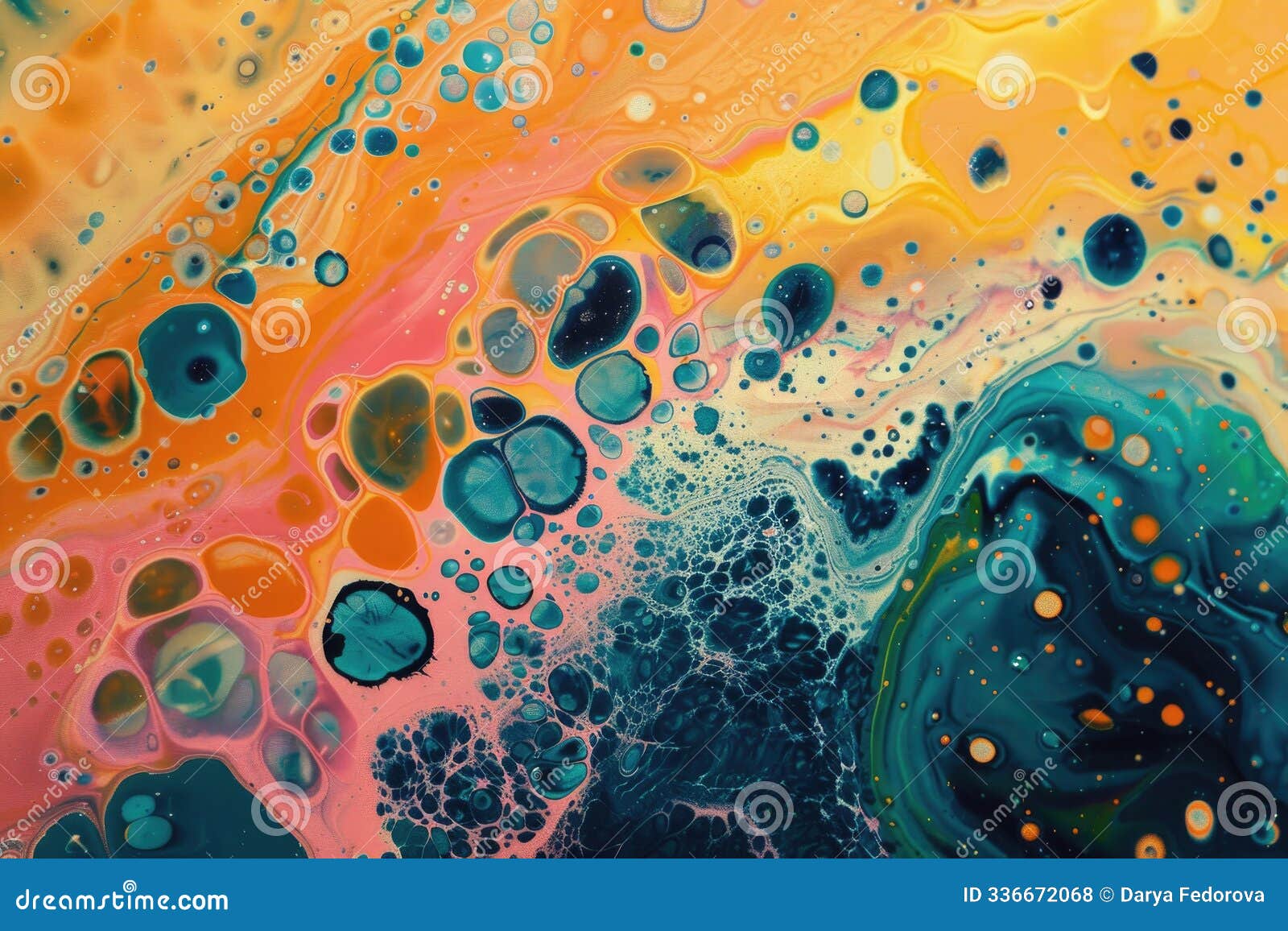 Colorful Abstract Art with Dripping Paint and Bubbles Stock Photo ...