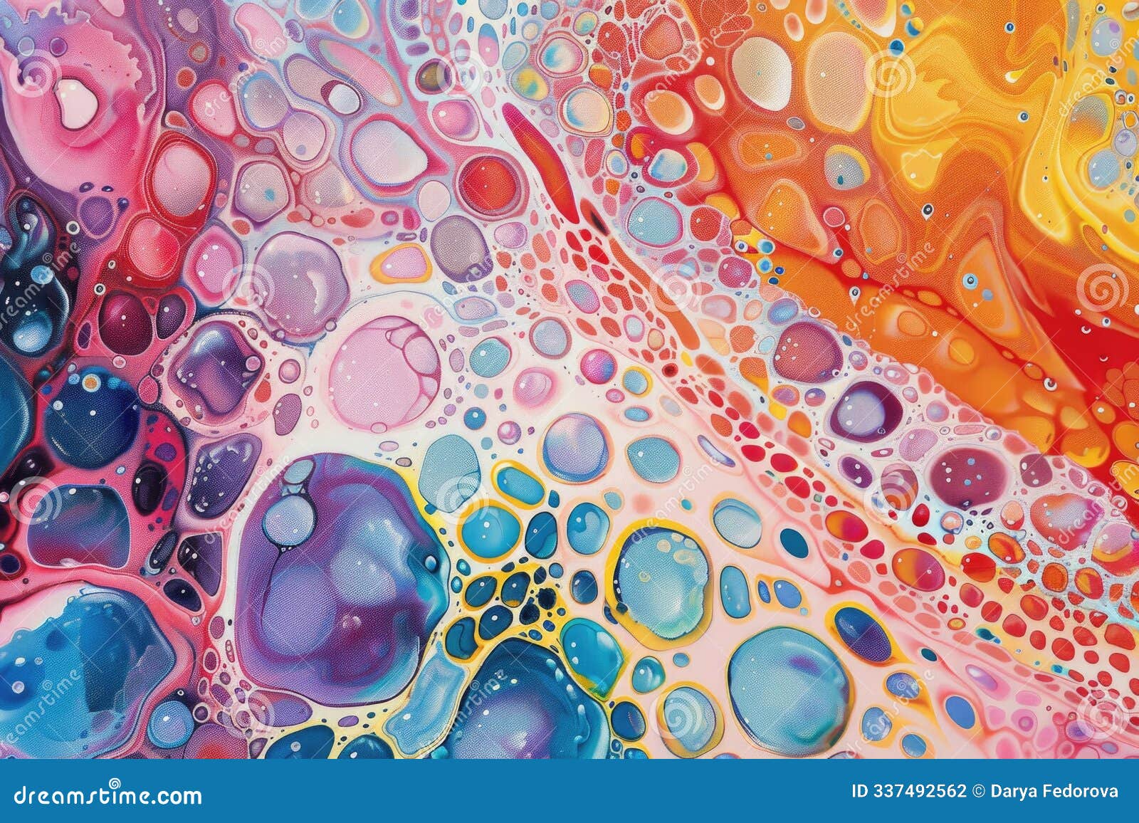 Colorful Abstract Art with Dripping Paint and Bubbles Stock Photo ...