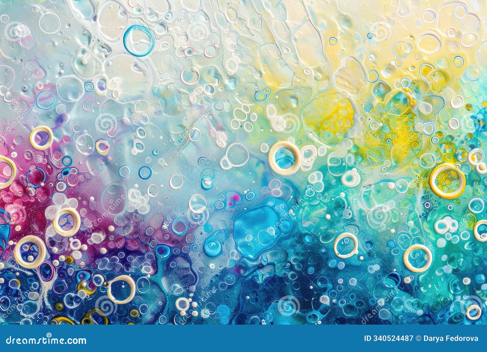 Colorful Abstract Art with Dripping Paint and Bubbles Stock Image ...