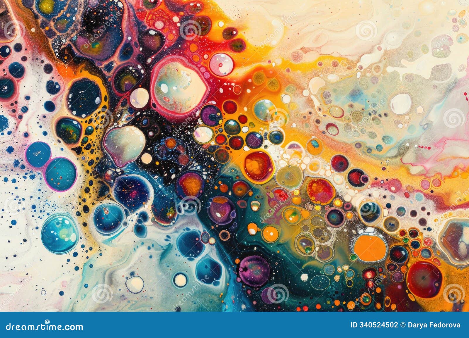 Colorful Abstract Art with Dripping Paint and Bubbles Stock Photo ...