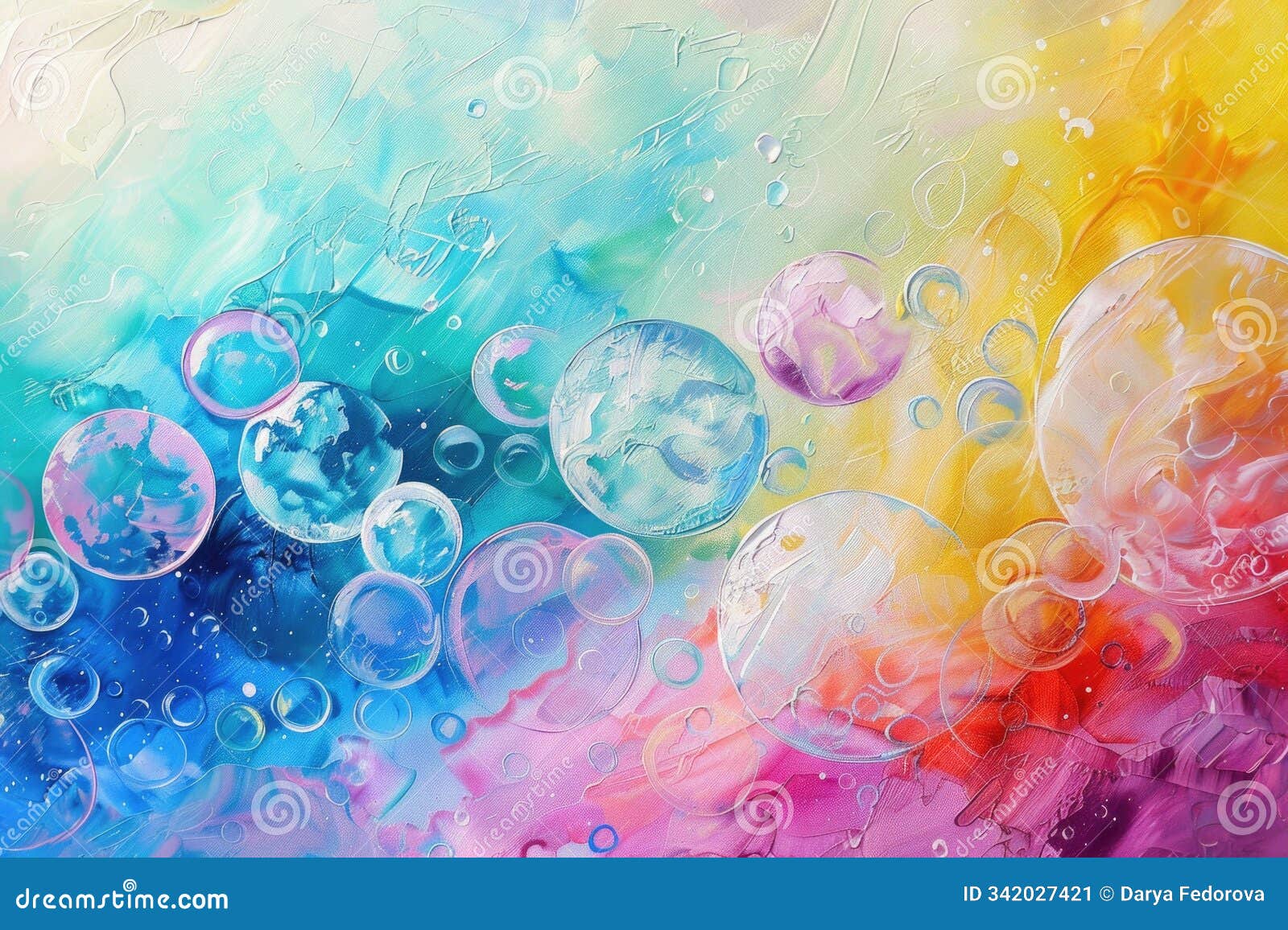 Colorful Abstract Art with Dripping Paint and Bubbles Stock Image ...