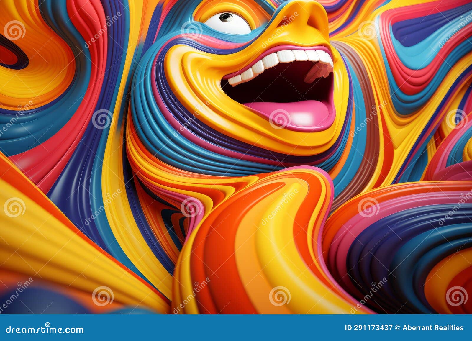 Colorful Abstract Art with a Smiling Face Stock Illustration ...