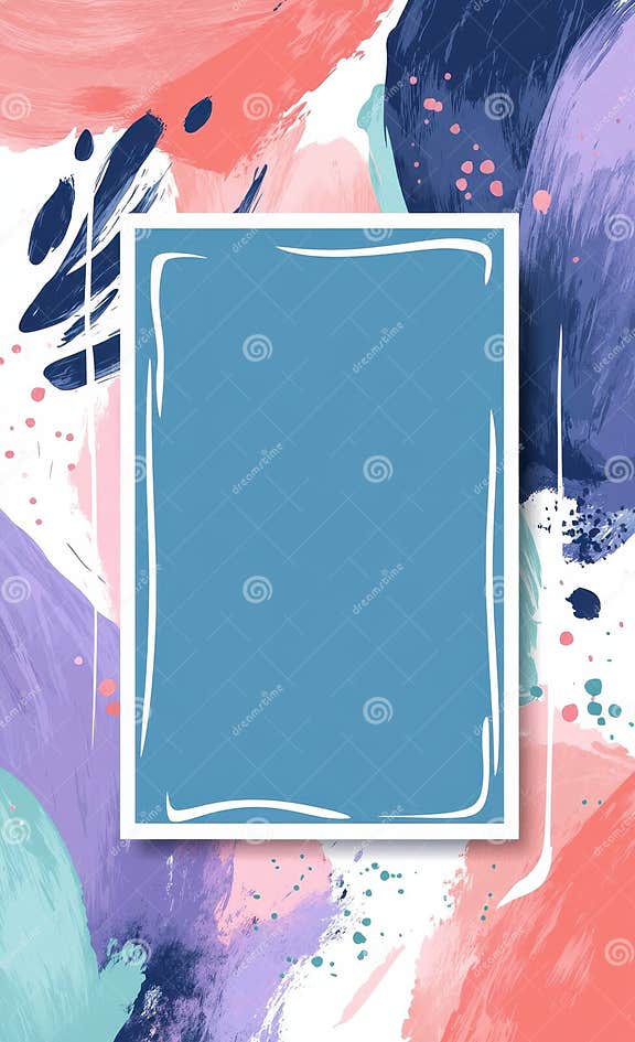 Colorful Abstract Background with a Blue Rectangular Label Surrounded ...