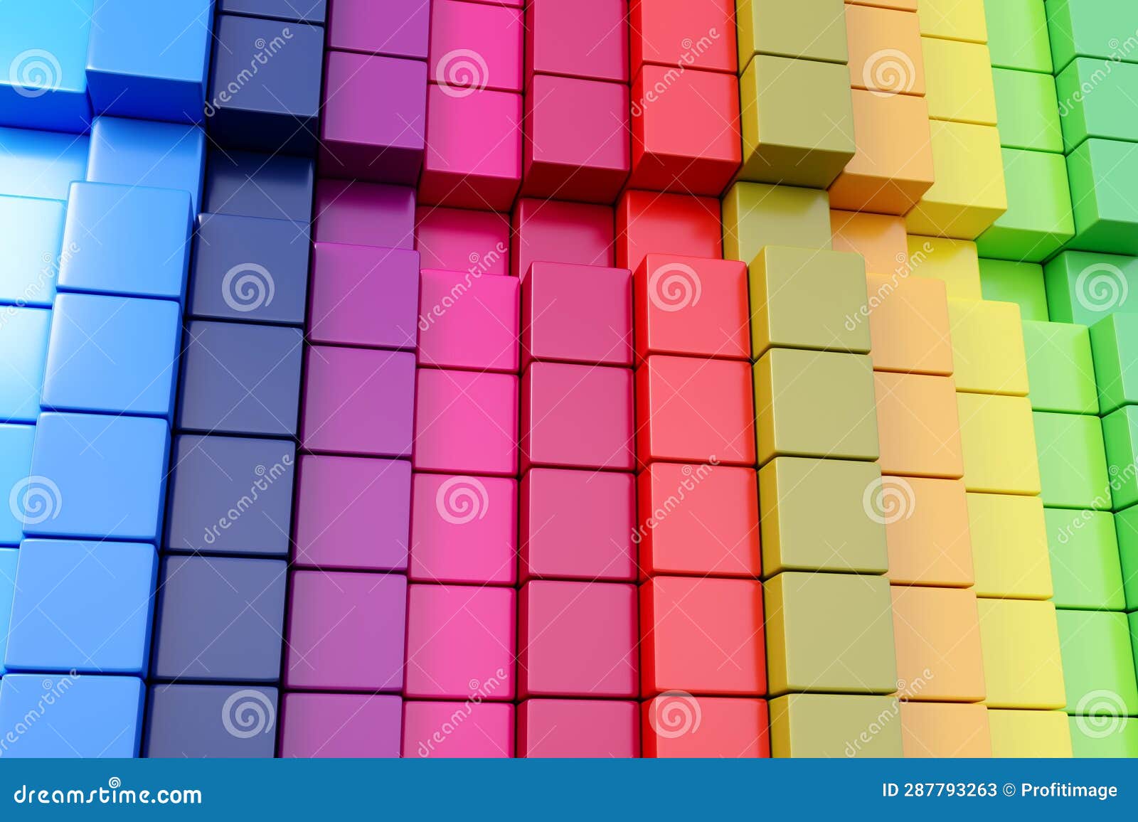 Colorful Abstract Background with Boxes and Wave 3D Stock Illustration ...