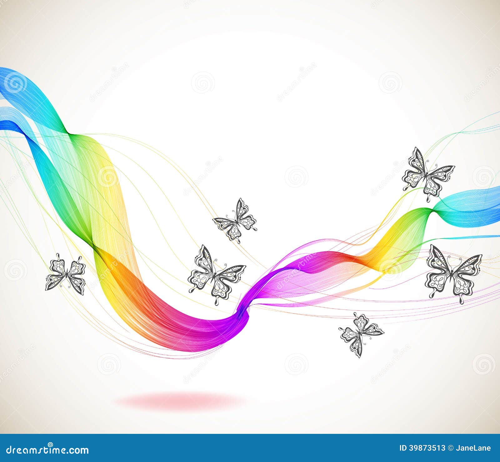 Colorful Abstract Background with Butterfly and Wave Stock Vector ...
