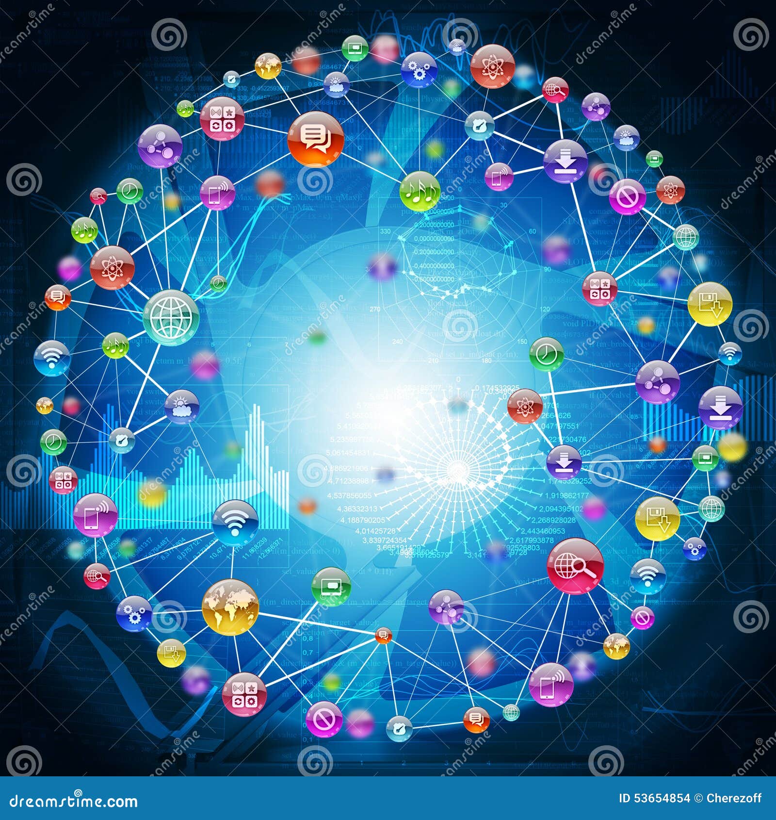 Colorful Abstract Background with Graphical Charts Stock Illustration ...