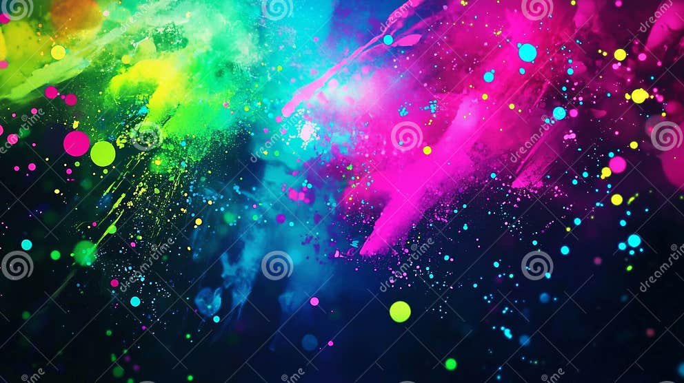 Colorful Abstract Background with Neon Paint Splashing and Exploding ...