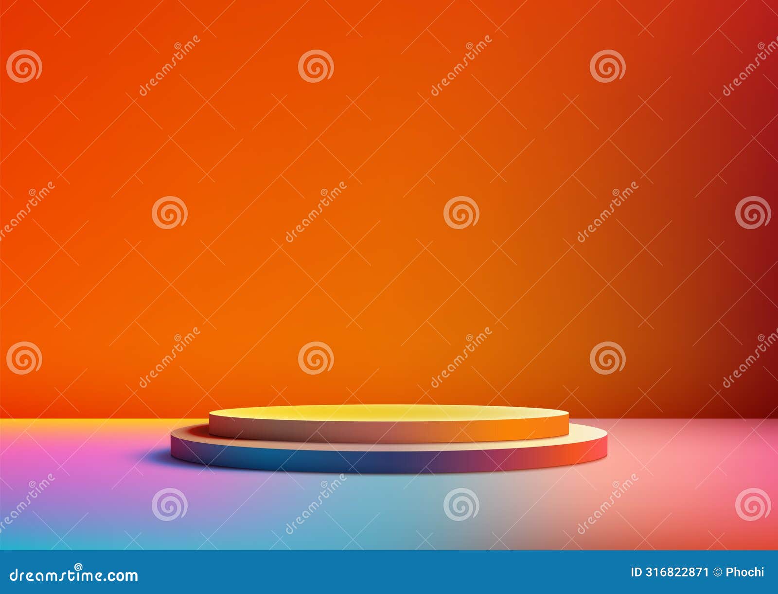 A Colorful Abstract Background with a Round Podium in the Center Stock ...
