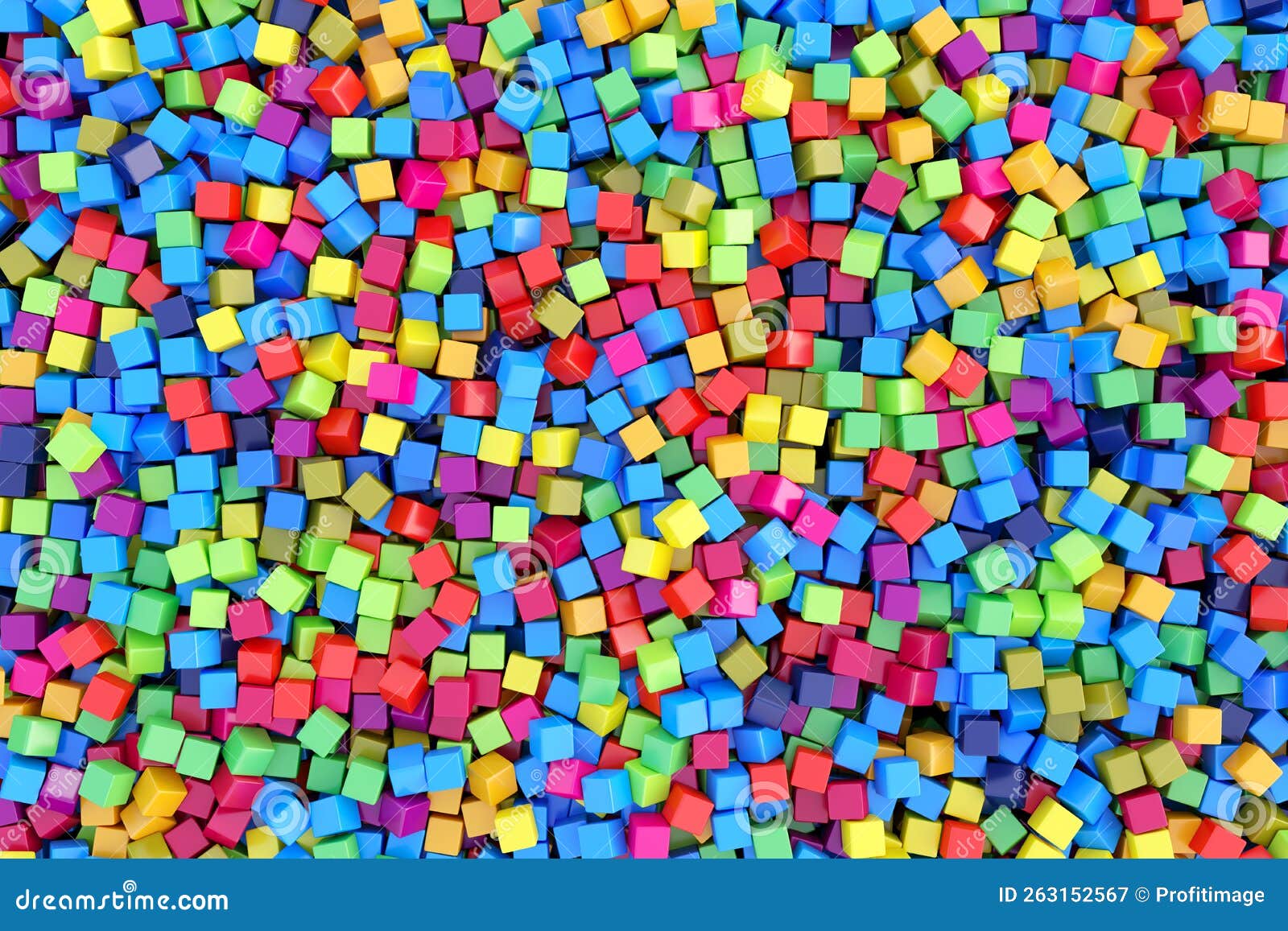 Colorful Abstract Background with Scattered Cubes Top View 3D Stock ...