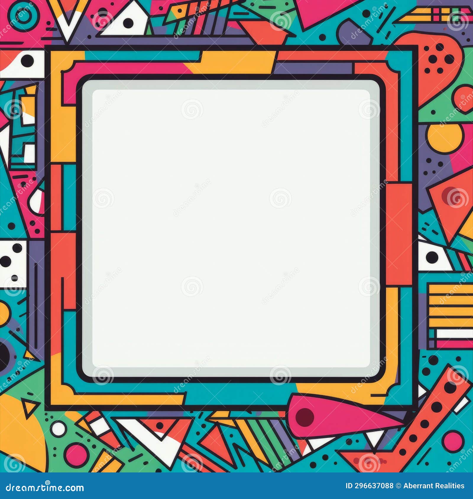 Colorful Abstract Background with a Square Frame Stock Illustration ...