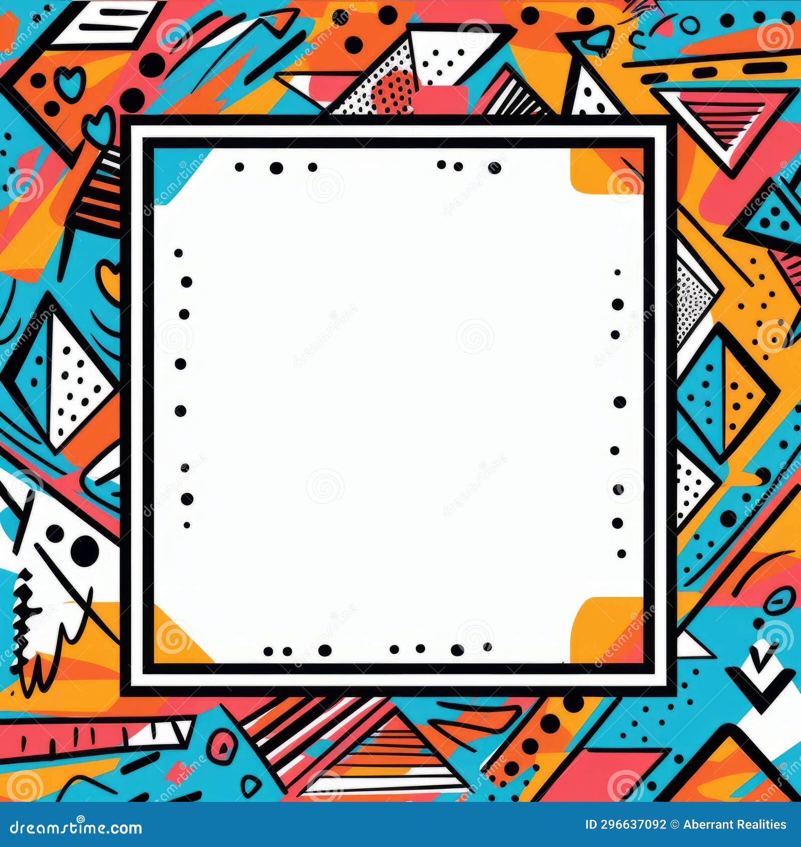 Colorful Abstract Background with a Square Frame Stock Illustration ...